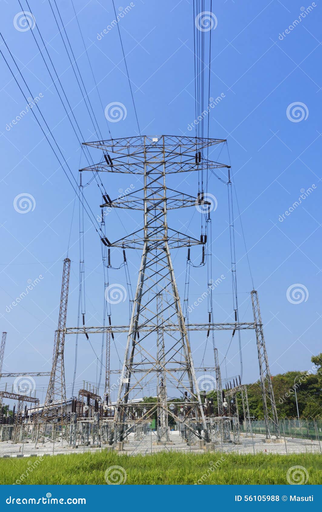 Pylon With Electricity Lines For Railway Stock Photo | CartoonDealer ...