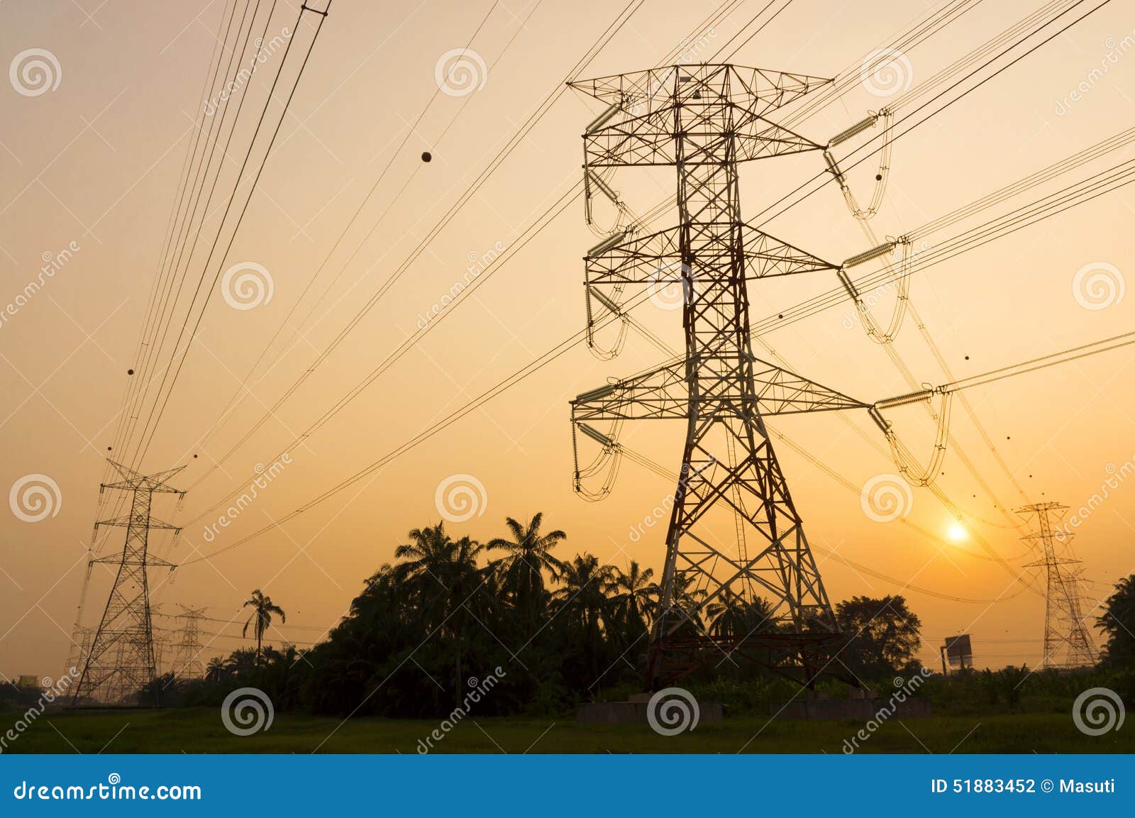Pylon With Electricity Lines For Railway Stock Photo | CartoonDealer ...