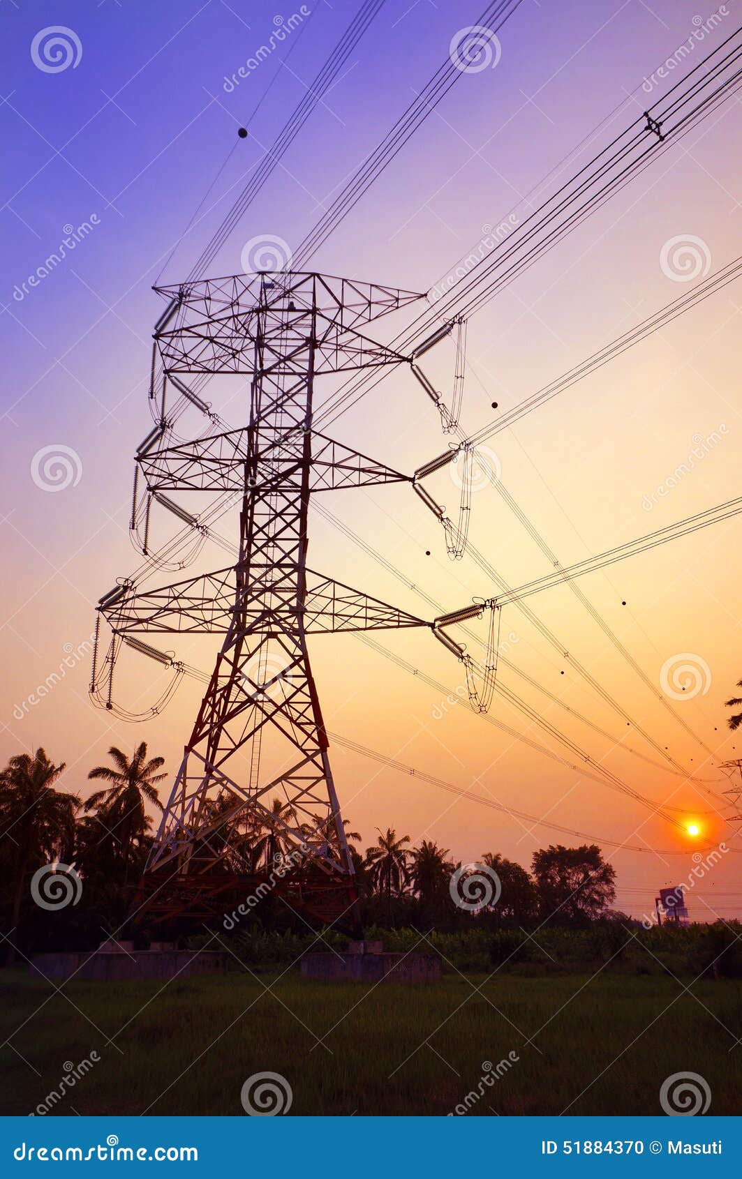Pylon With Electricity Lines For Railway Stock Photo | CartoonDealer ...