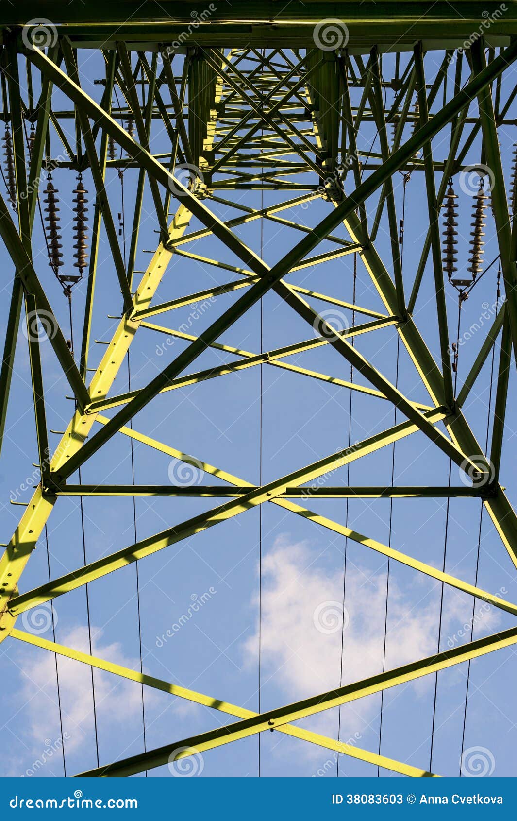 High Voltage Pylon Form Inside. View from Bottom. Stock Image - Image ...