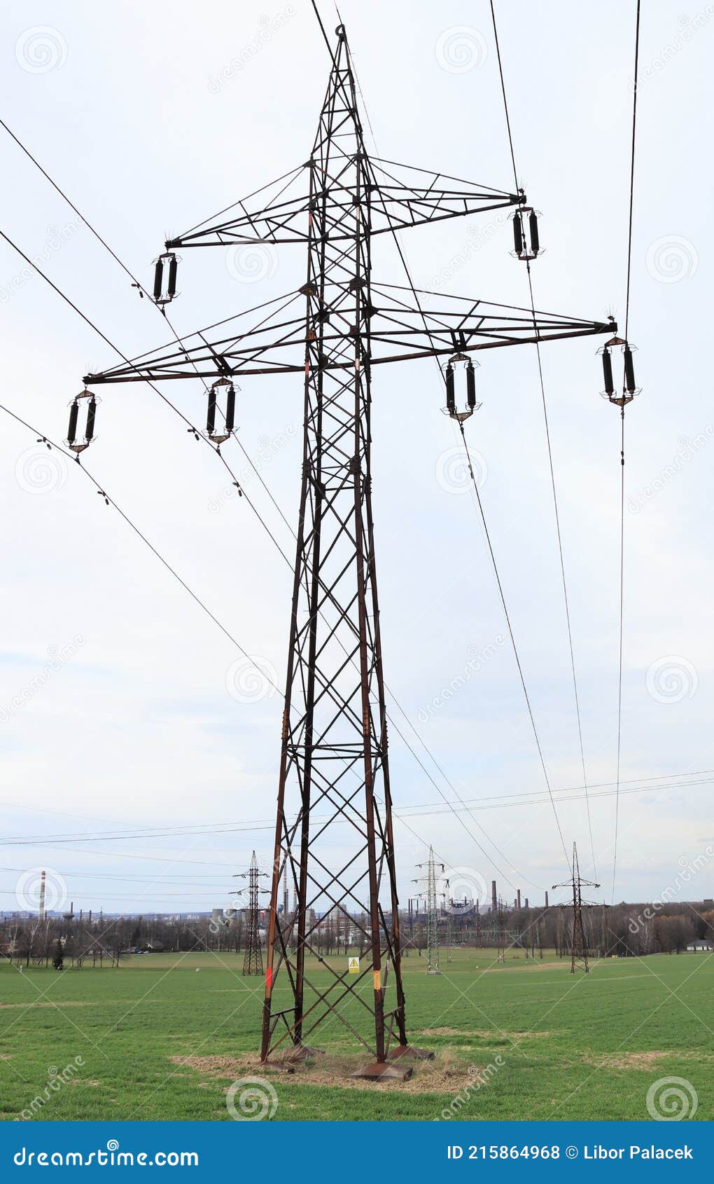 High Voltage Pylon. High Voltage Lines. Electrical Distribution Network ...