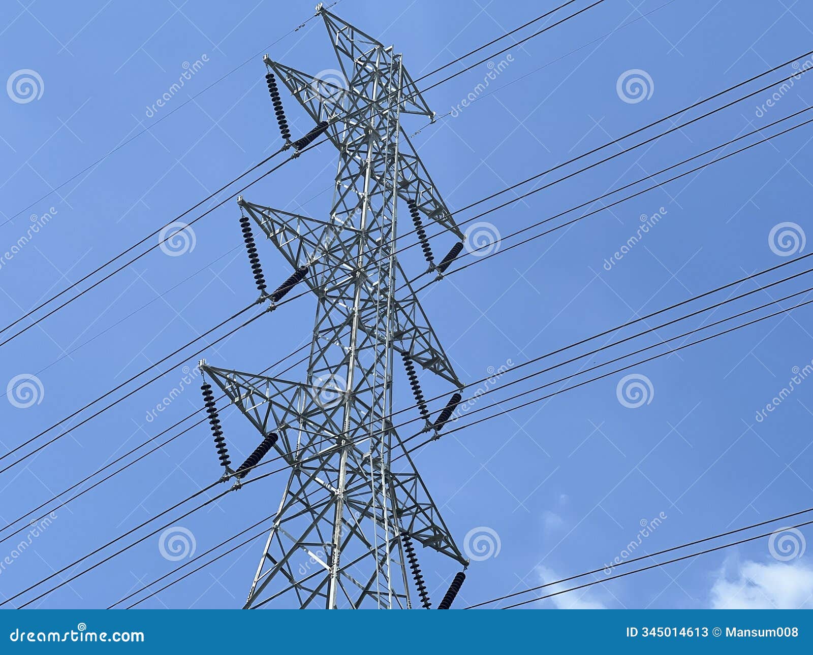 High Voltage Pylon on the Sky Background Stock Image - Image of energy ...