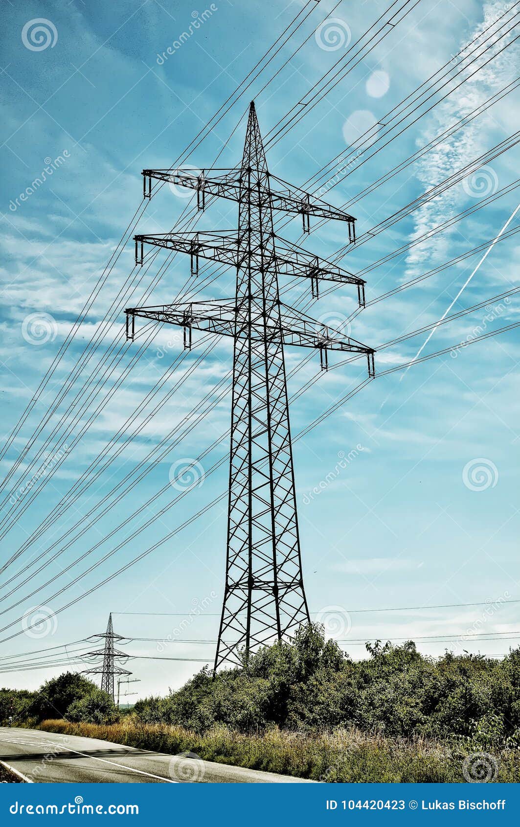 High Voltage Pylon stock image. Image of metal, engineering - 104420423