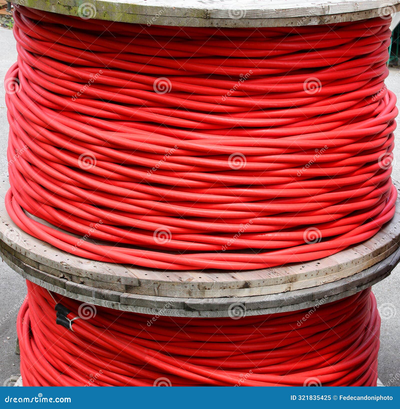 High-voltage Red Electrical Cable in the Warehouse of Power Company ...