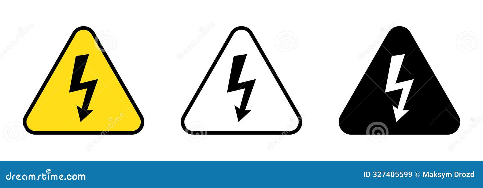 High Voltage Sign and Icon. Warning Electricity Symbol. Alert, Hazard ...