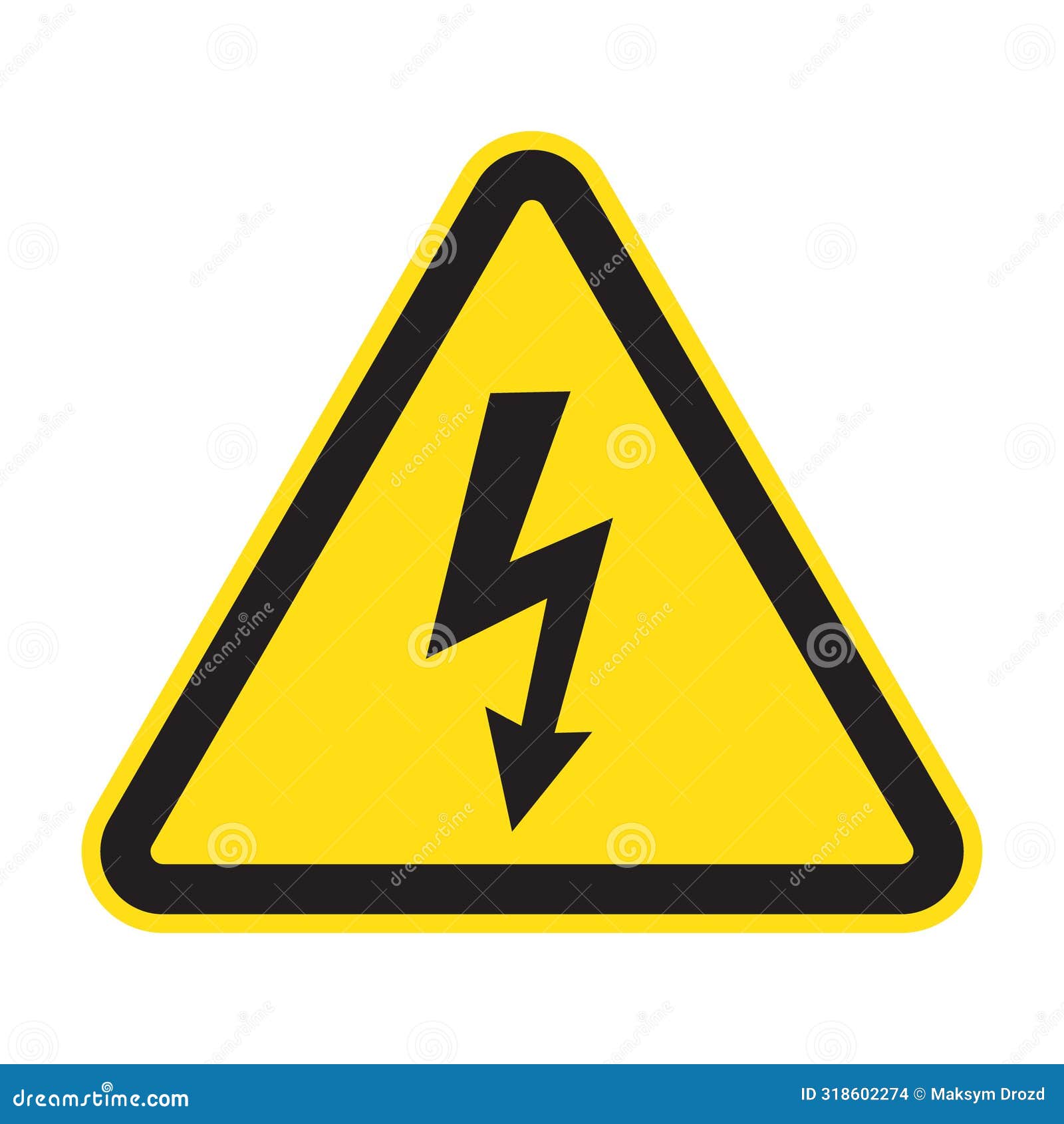 High Voltage Sign with Lightning Stock Vector - Illustration of volt ...