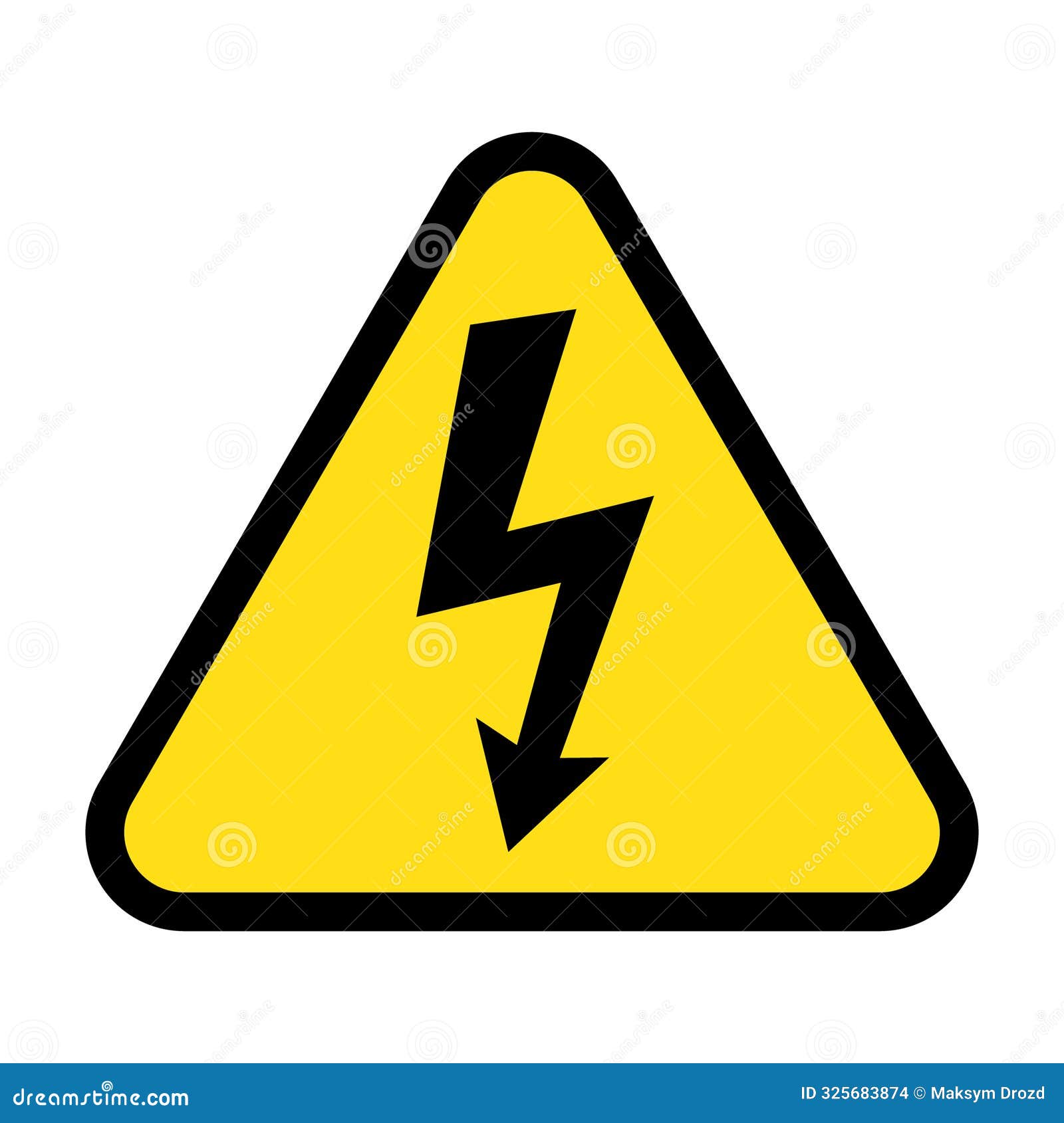 High Voltage Sign with Lightning. Stock Vector - Illustration of volt ...