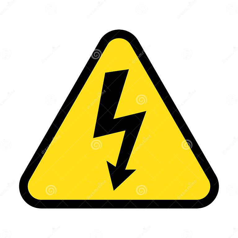 High Voltage Sign with Lightning. Stock Vector - Illustration of volt ...