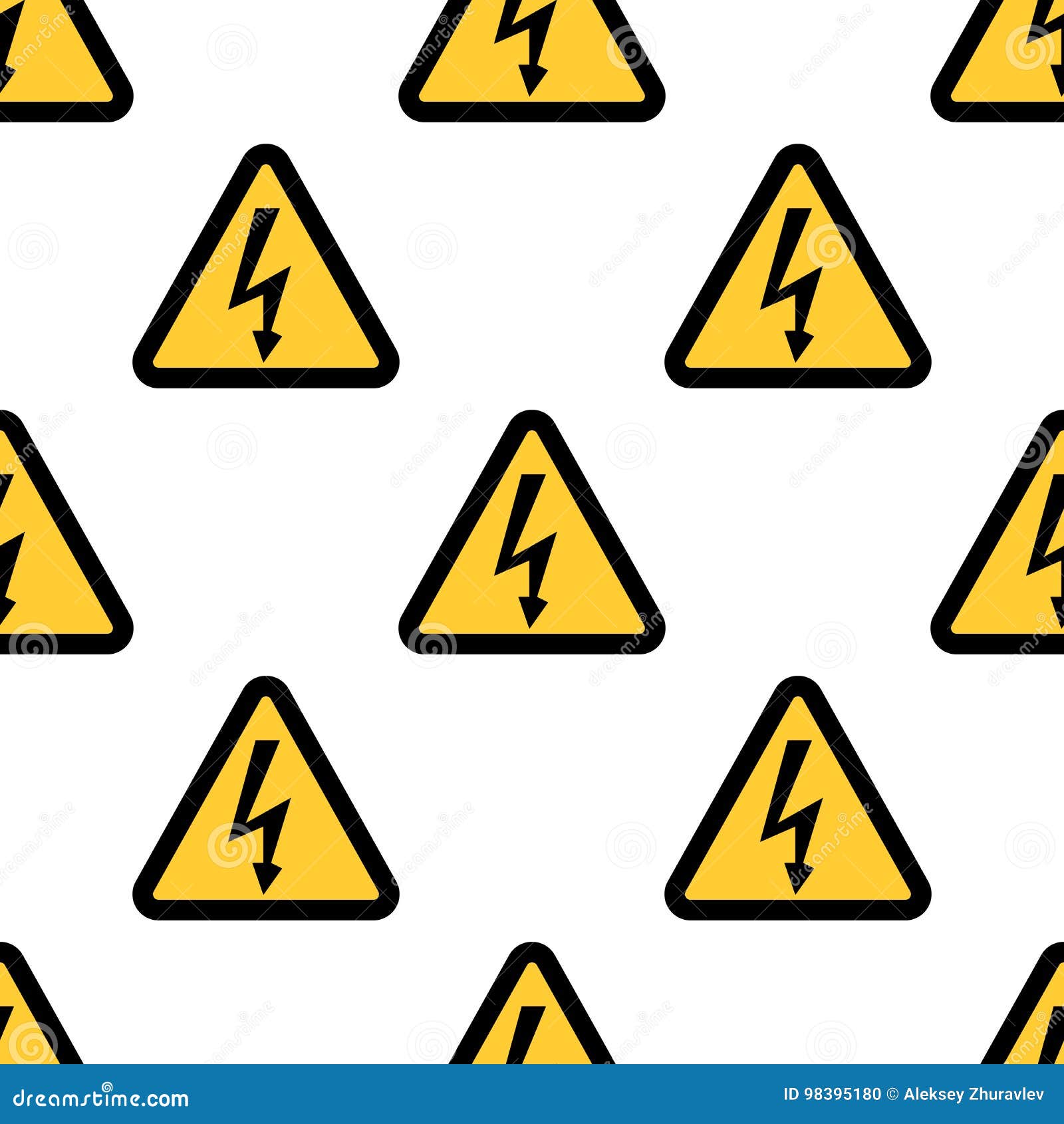 High Voltage Sign Seamless Pattern on White Background Flat Design ...