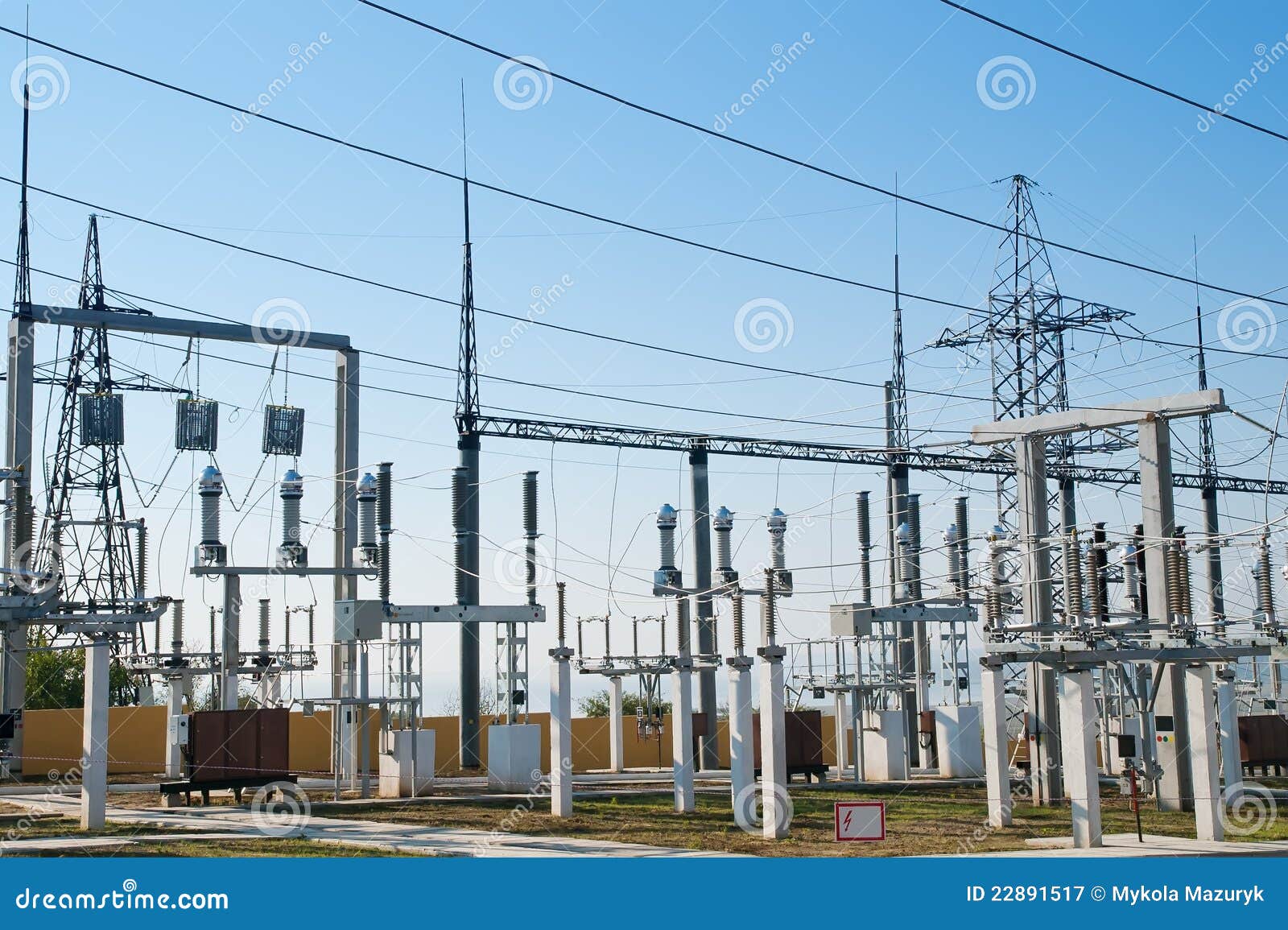 High-voltage substation stock image. Image of cables - 22891517