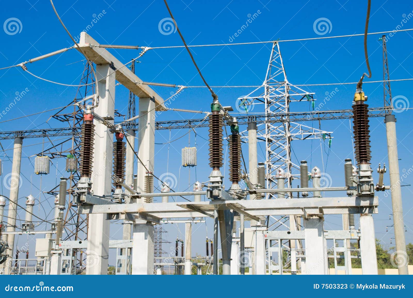 High-voltage substation stock image. Image of power, amperage - 7503323
