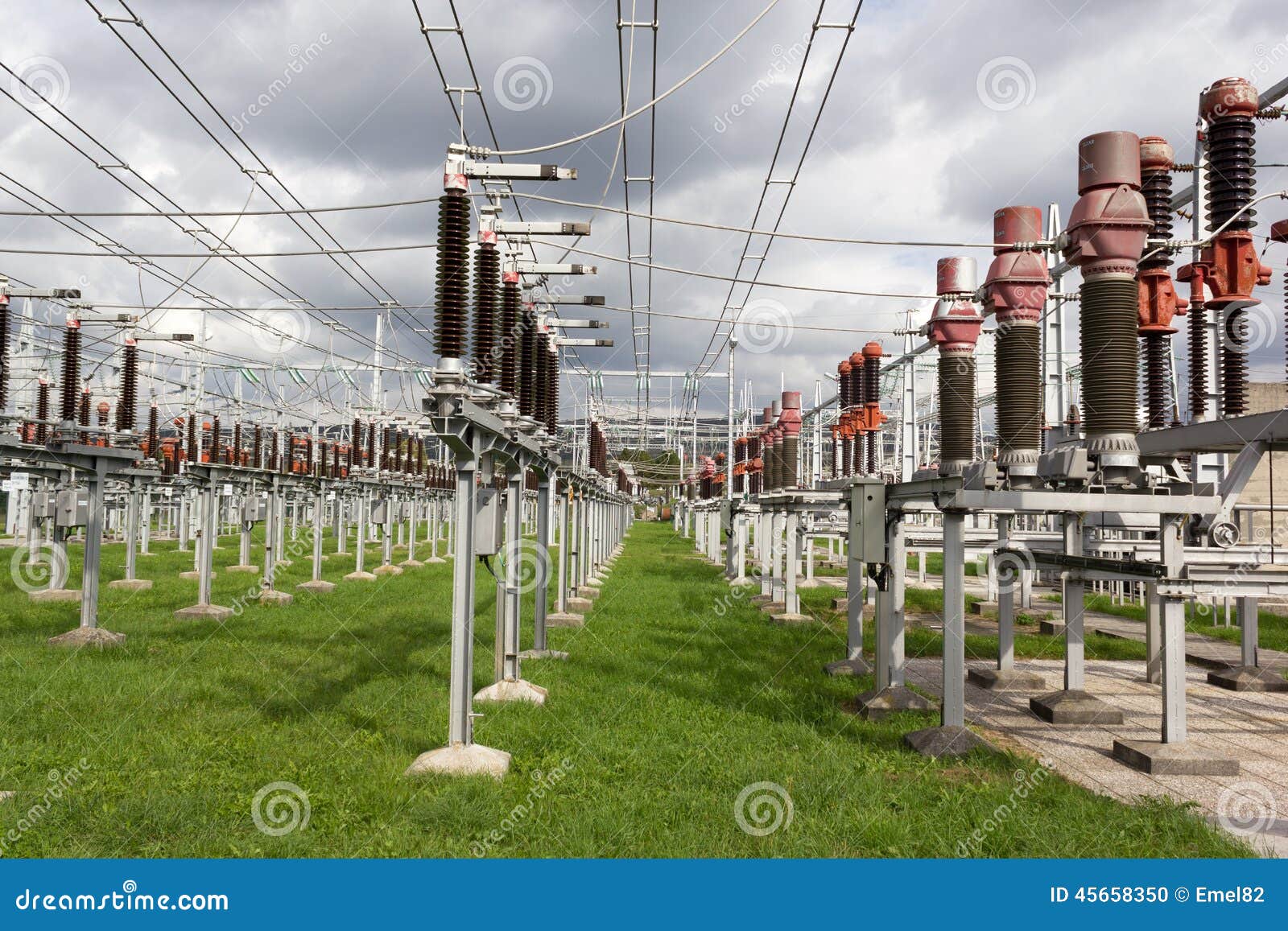 High voltage substation stock photo. Image of energy - 45658350