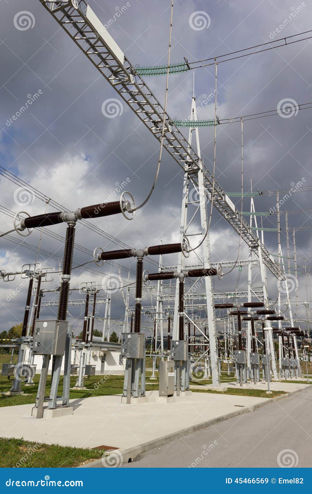 High voltage substation stock image. Image of distribution - 45466569