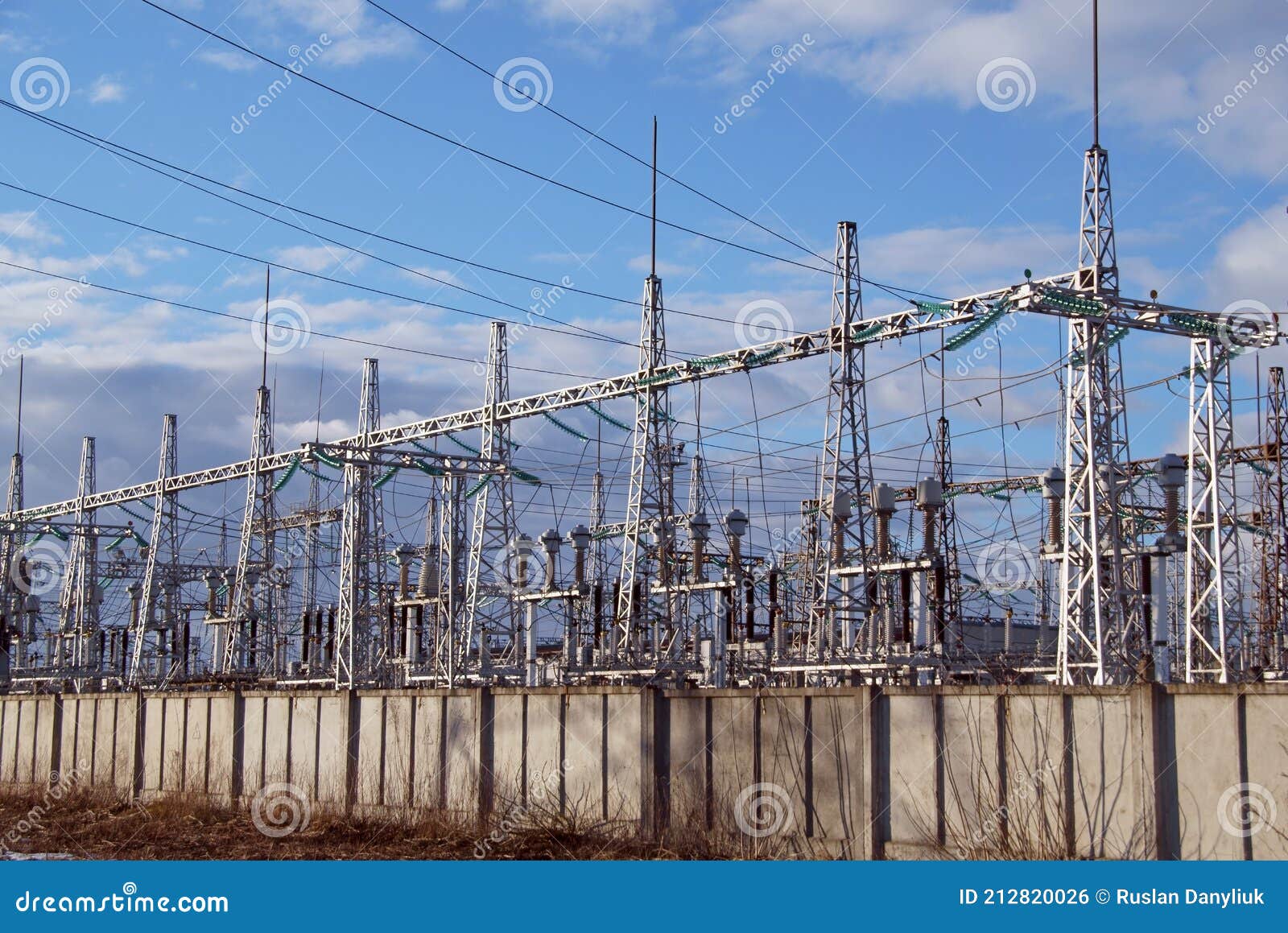 High voltage substation stock photo. Image of equipment - 212820026