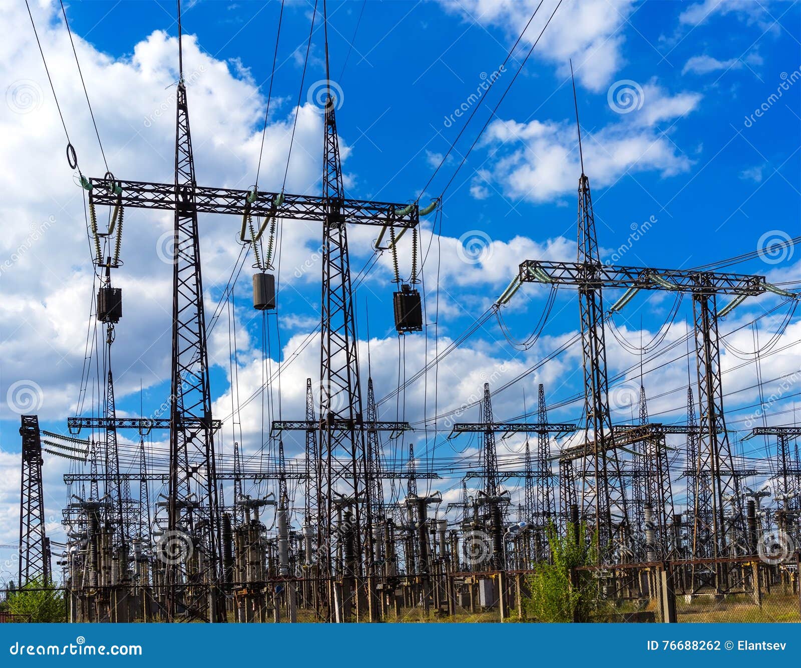 High Voltage Substation stock photo. Image of infrastructure - 76688262