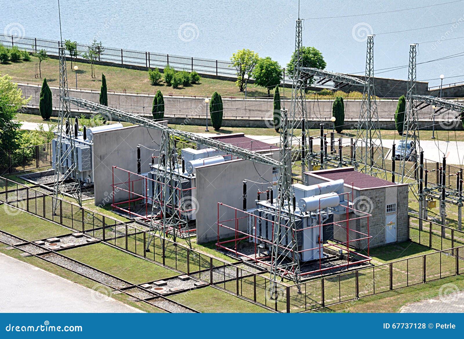 High-voltage substation stock photo. Image of technic - 67737128
