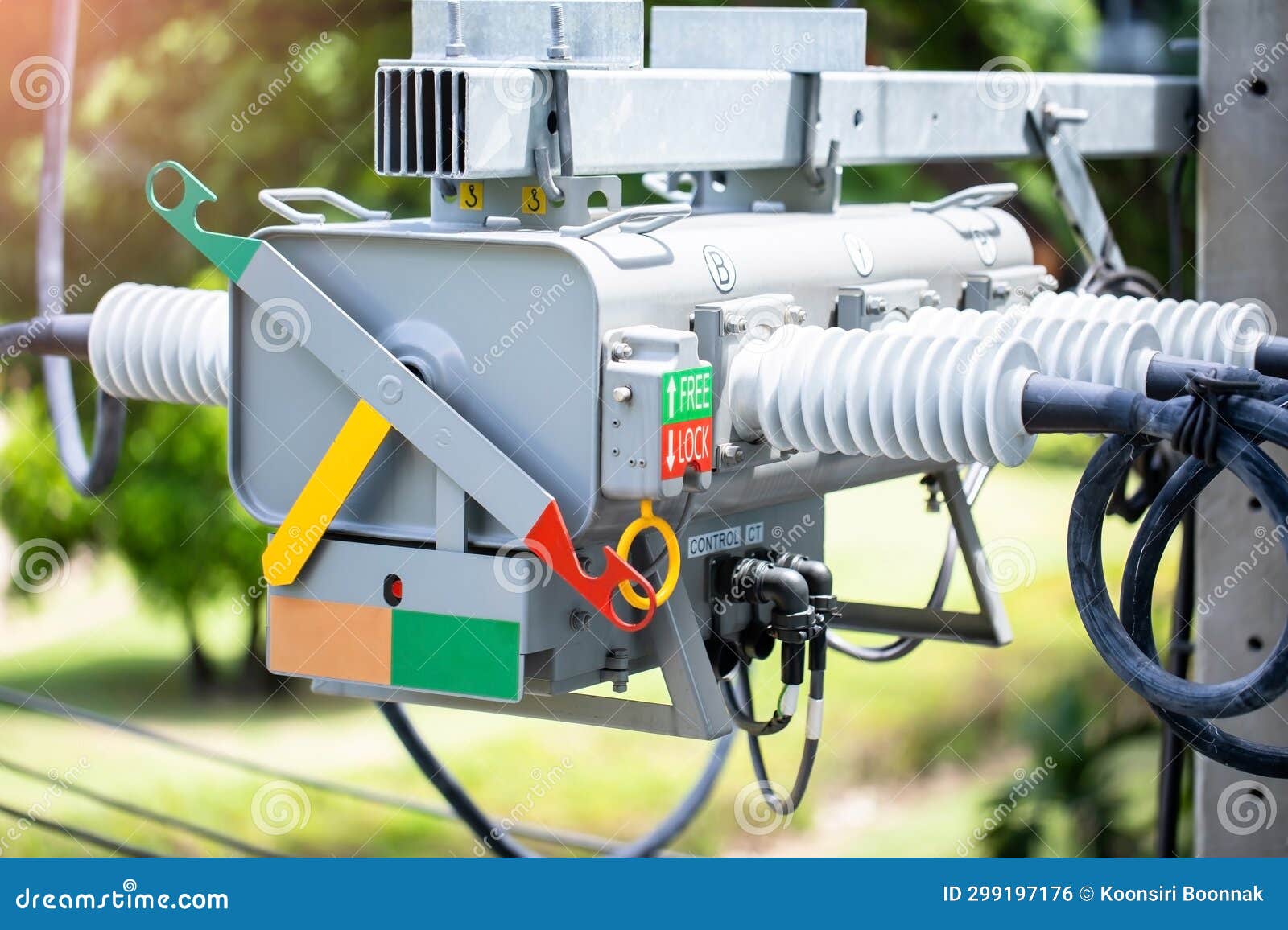 High Voltage Switch Box on Electric Tower in Thailand. Remote Control ...