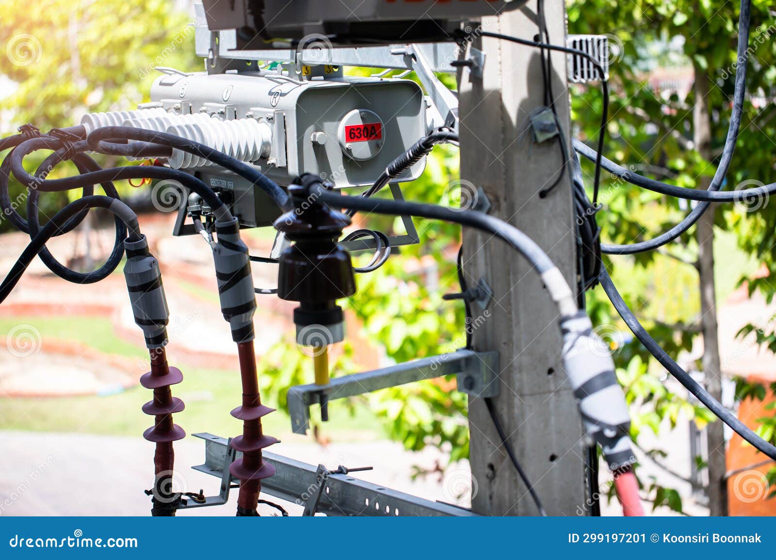 High Voltage Switch Box on Electric Tower in Thailand. Remote Control ...