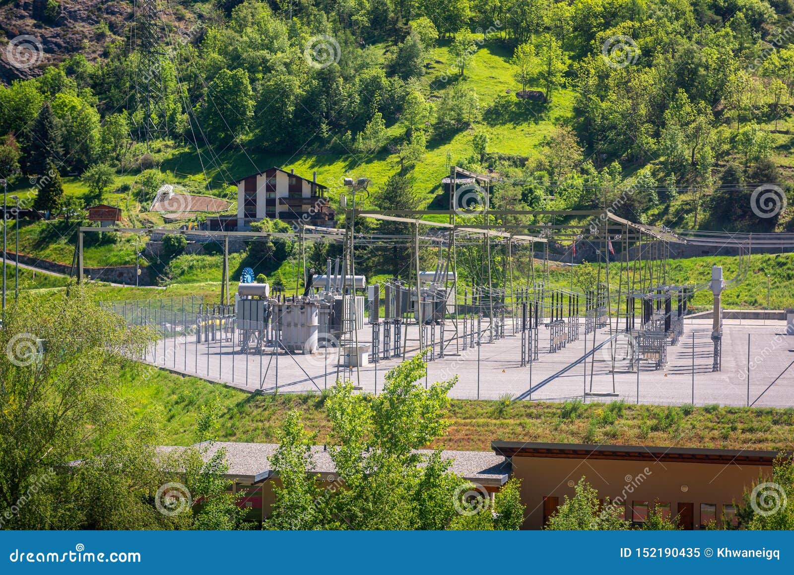 High Voltage Switch Yard of Electricity Station and Transmission Line ...