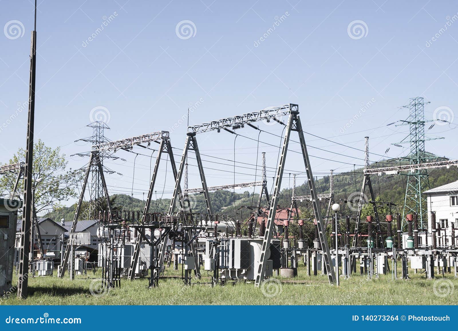 High voltage switch yard stock photo. Image of electric - 140273264