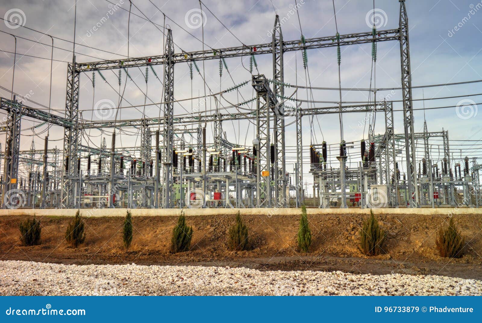 Switchyard High Voltage 3 Phase Bus Bar Royalty-Free Stock Image ...