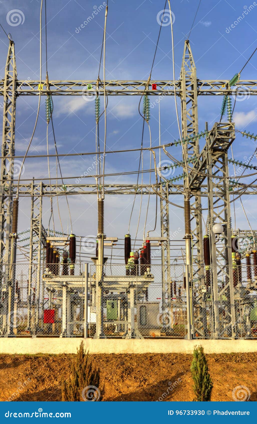 High Voltage Switchyard in Electrical Substation Stock Photo - Image of ...
