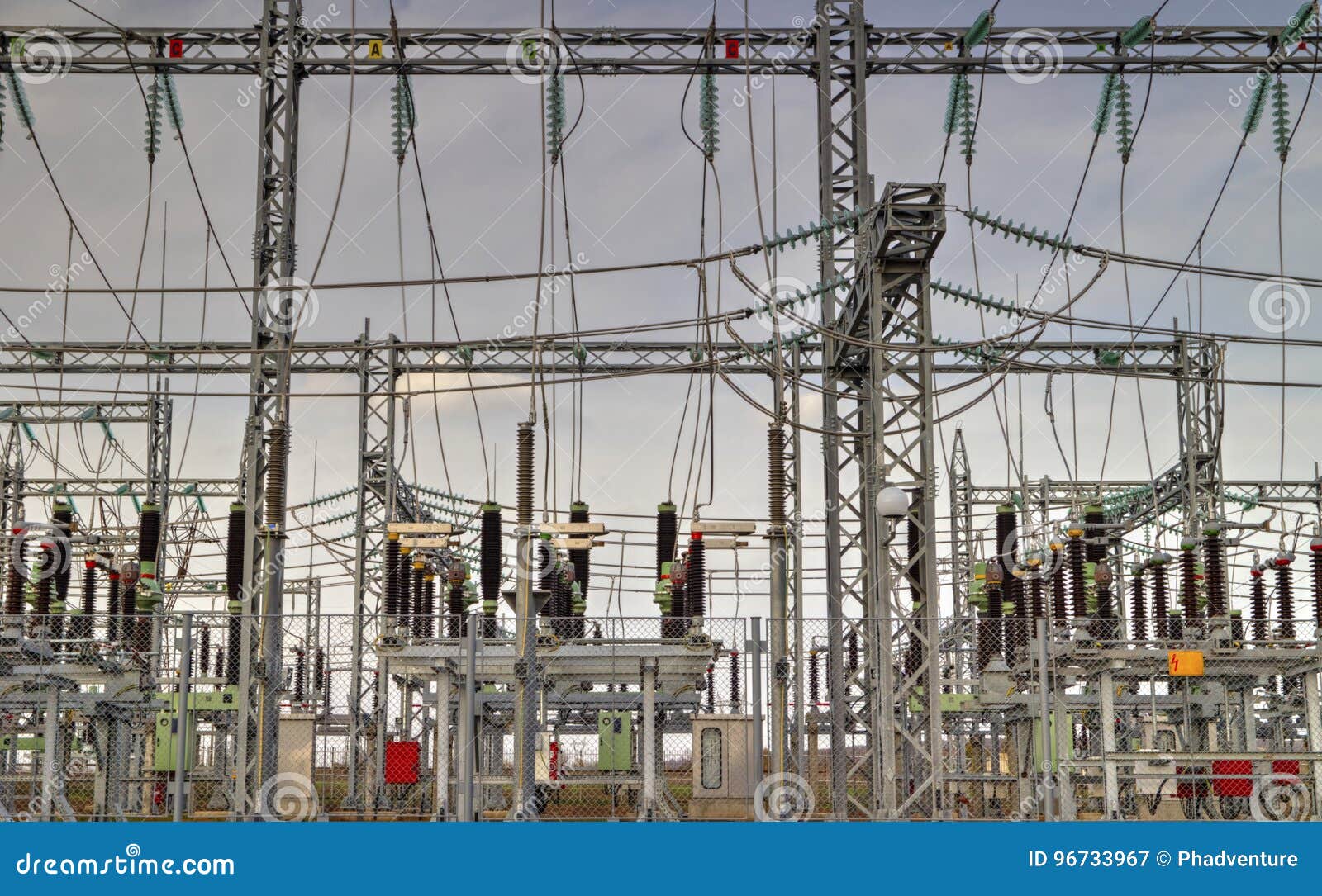 High Voltage Switchyard in Electrical Substation Stock Image - Image of ...