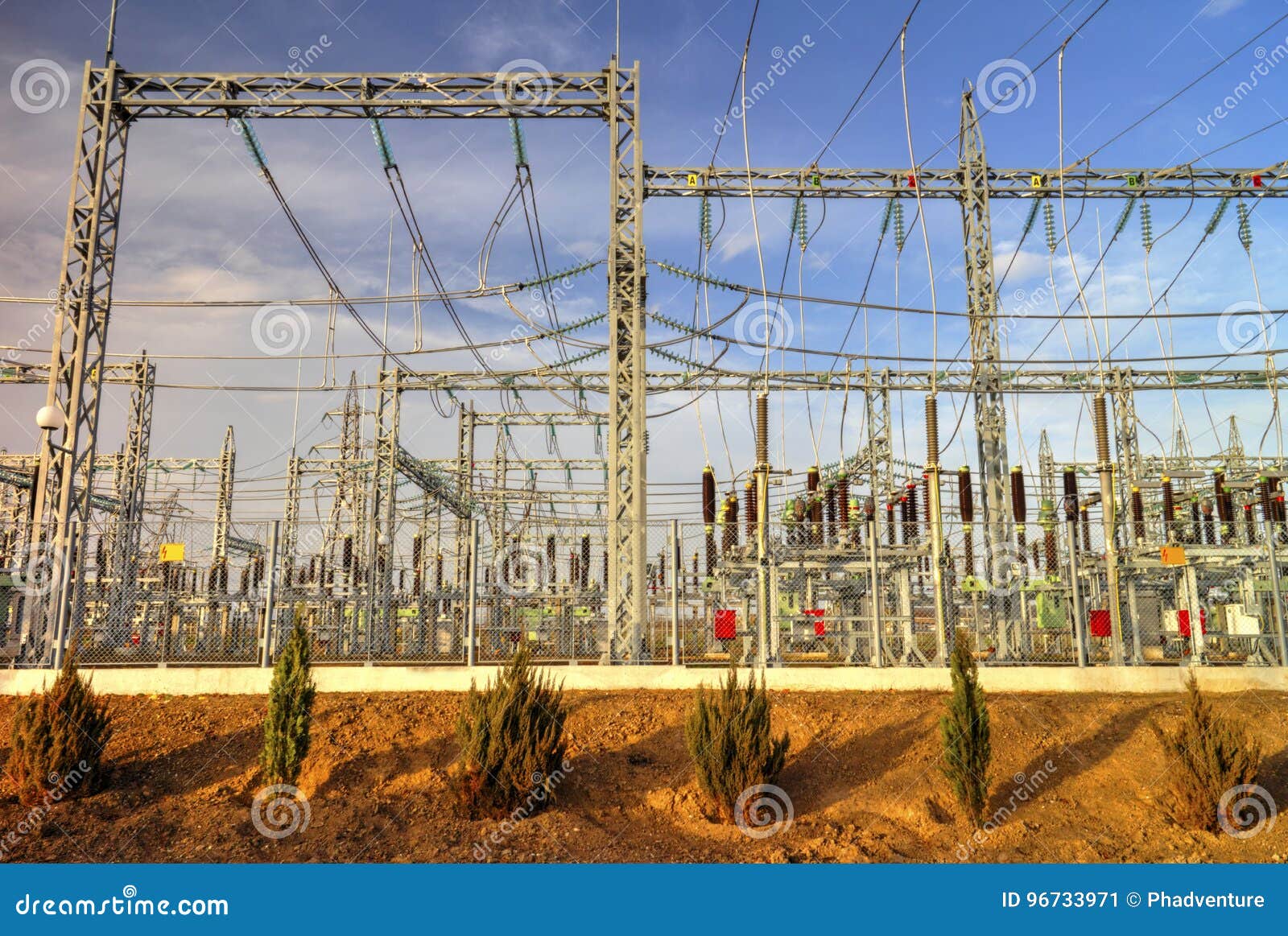 High Voltage Switchyard in Electrical Substation Stock Image - Image of ...