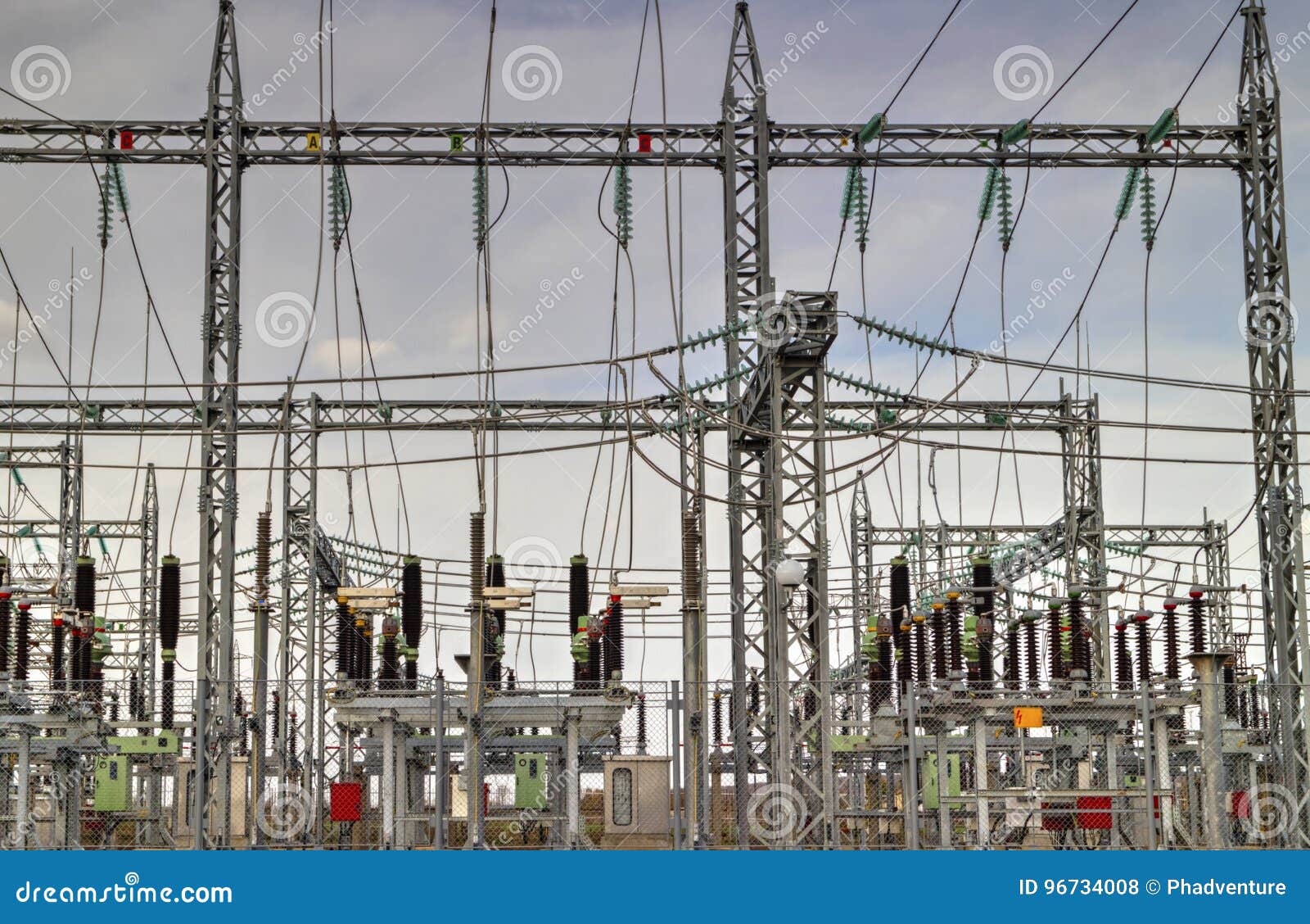 High Voltage Switchyard in Electrical Substation Stock Photo - Image of ...