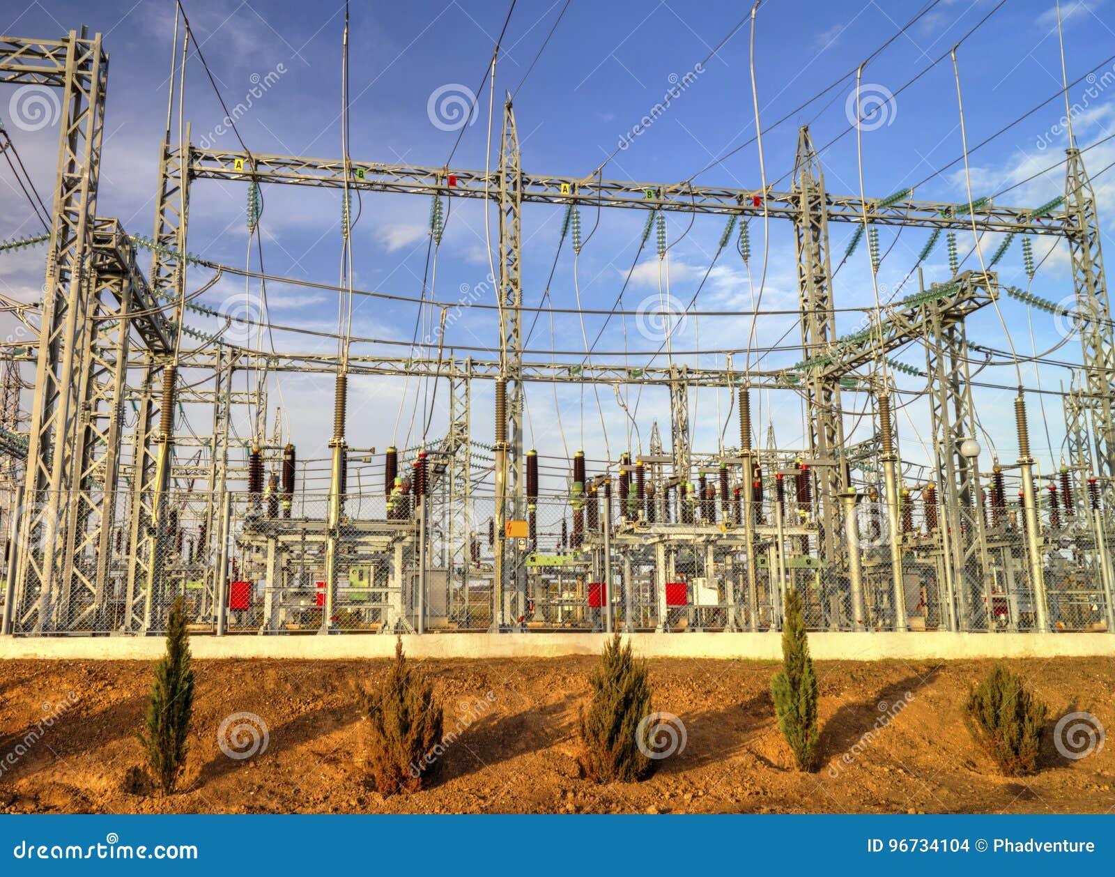 High Voltage Switchyard in Electrical Substation Stock Photo - Image of ...