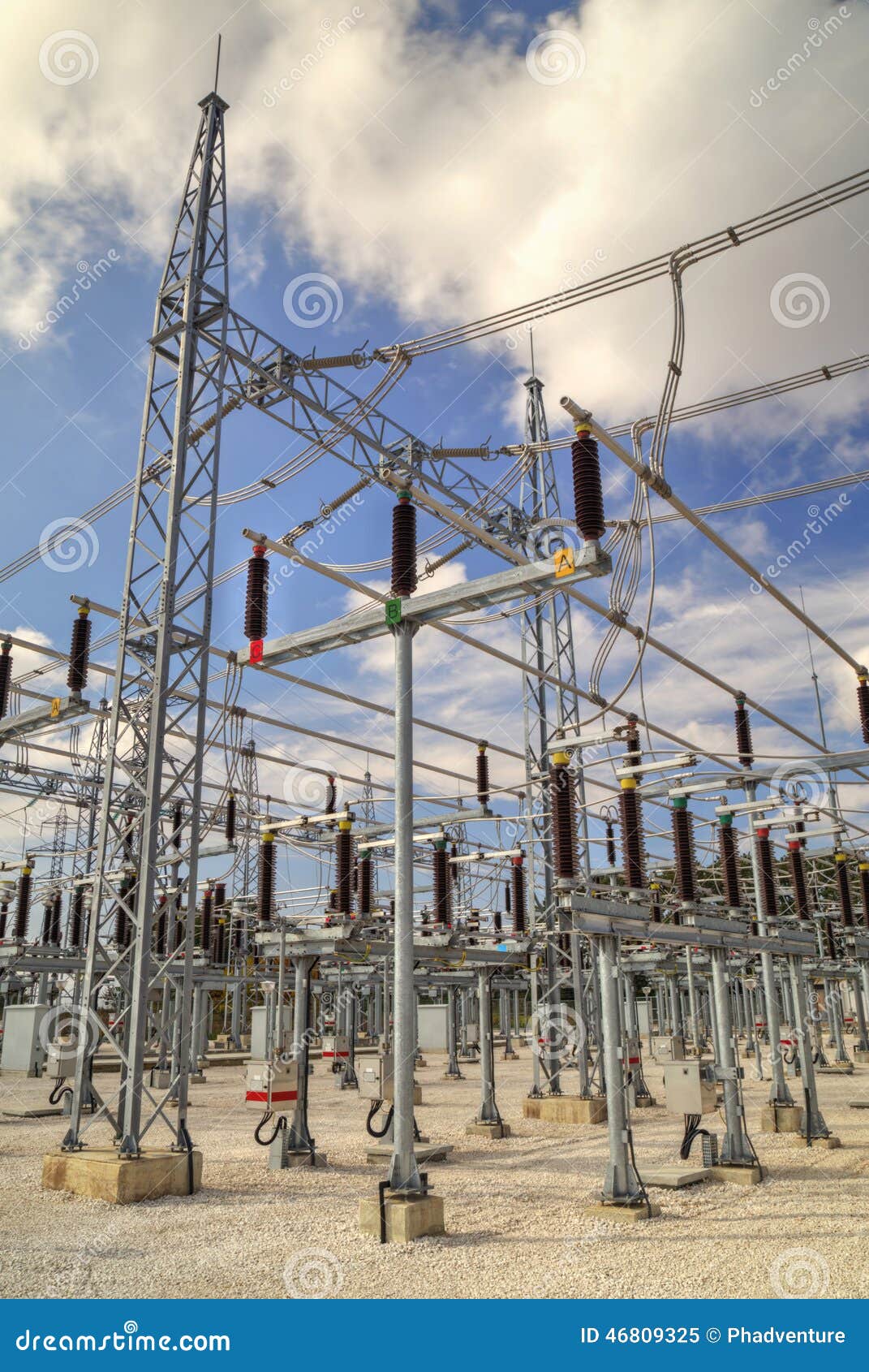 High voltage switchyard stock image. Image of electrical - 46809325