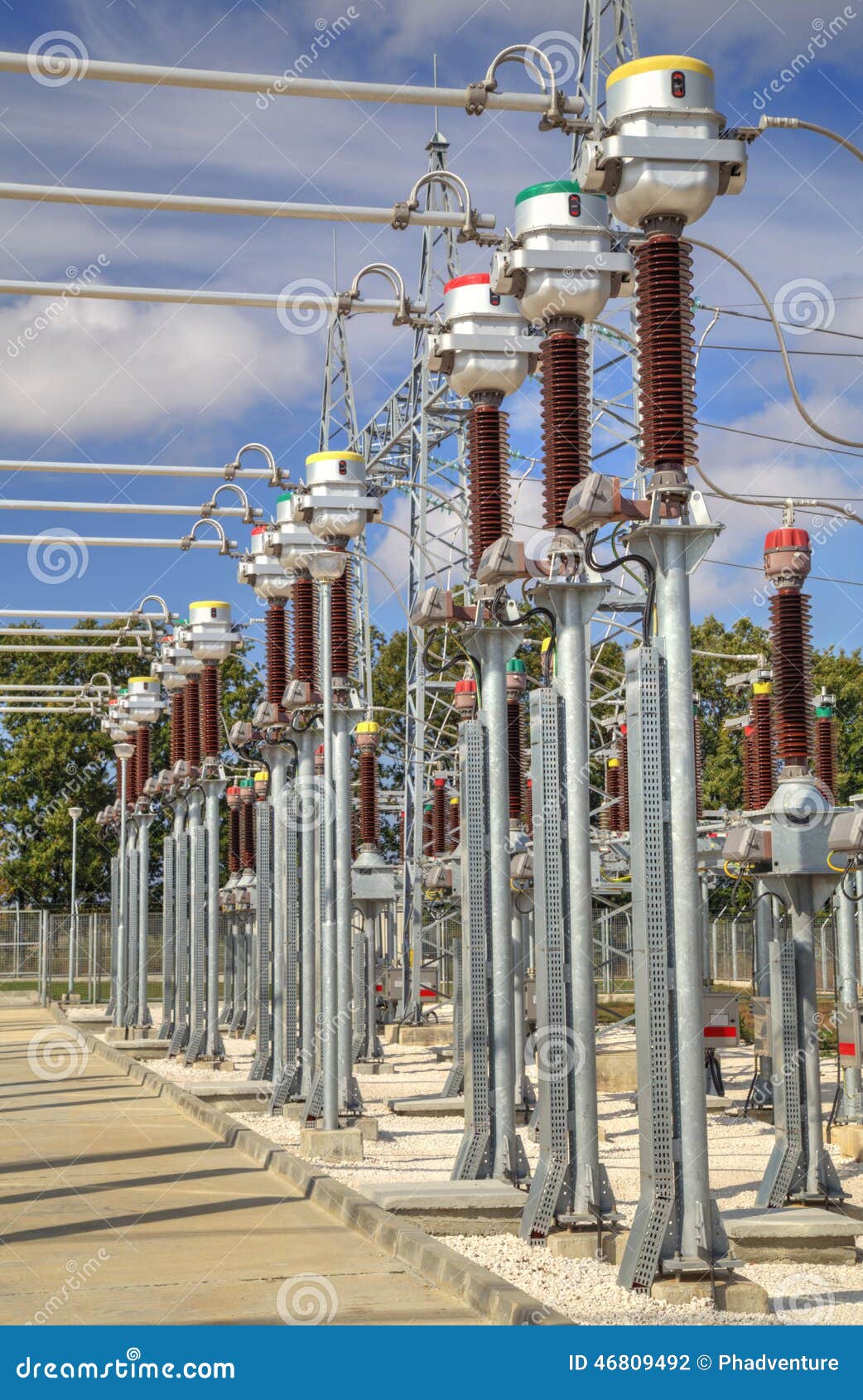 High voltage switchyard stock photo. Image of energy - 46809492