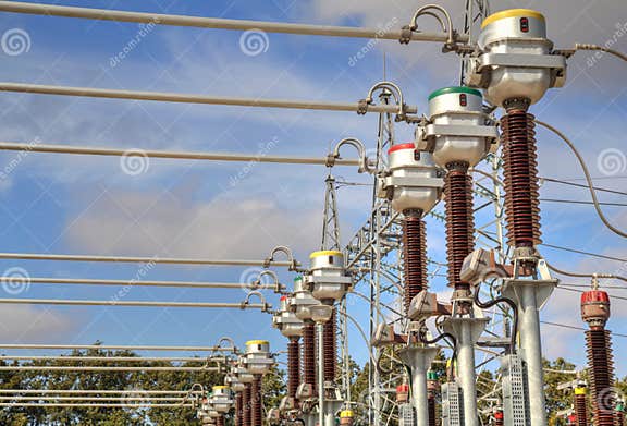High voltage switchyard stock image. Image of breaker - 46809525
