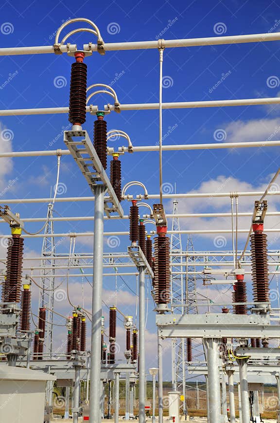 High voltage switchyard stock image. Image of amperage - 46521721
