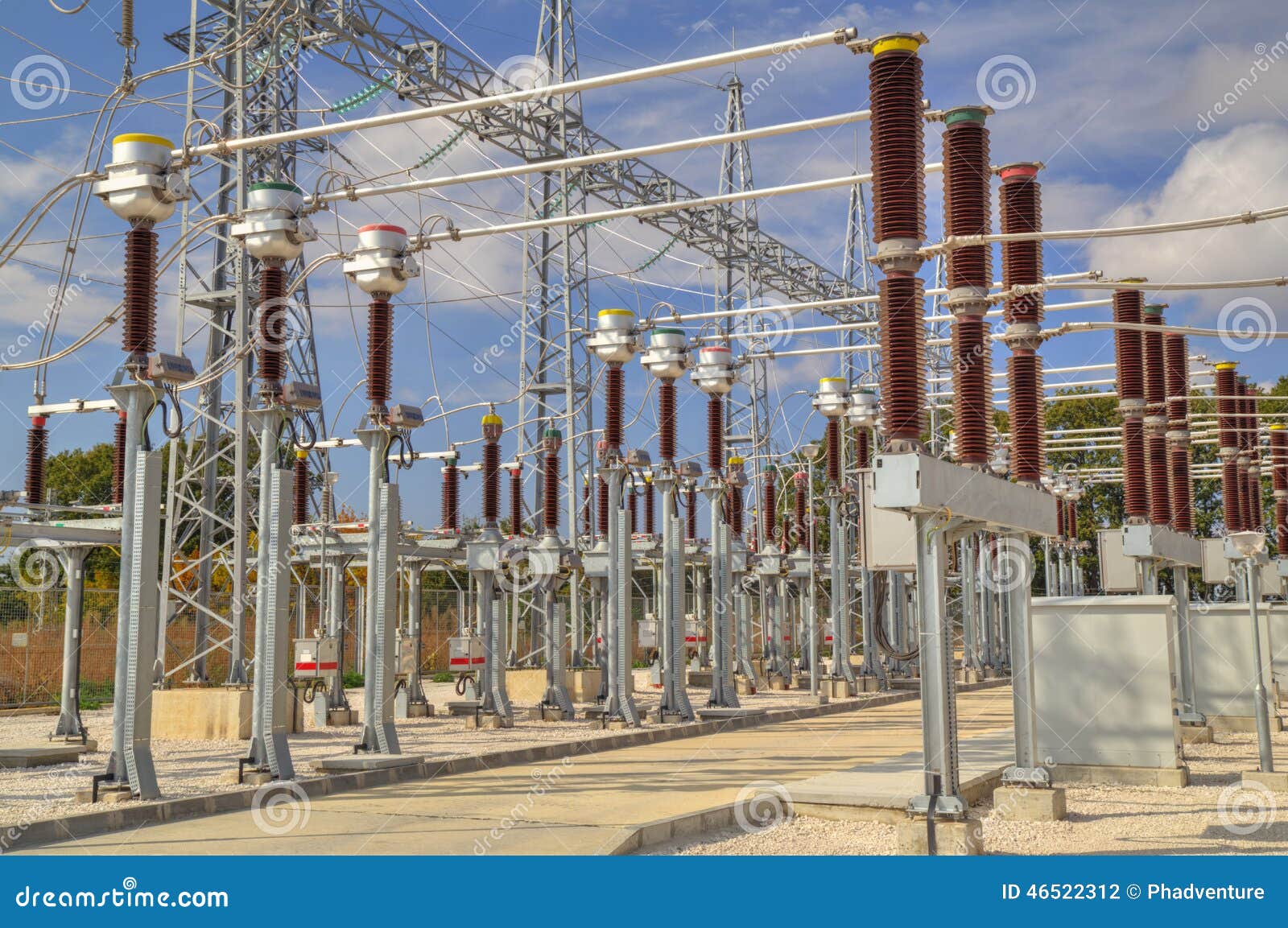 High voltage switchyard stock photo. Image of network - 46522312