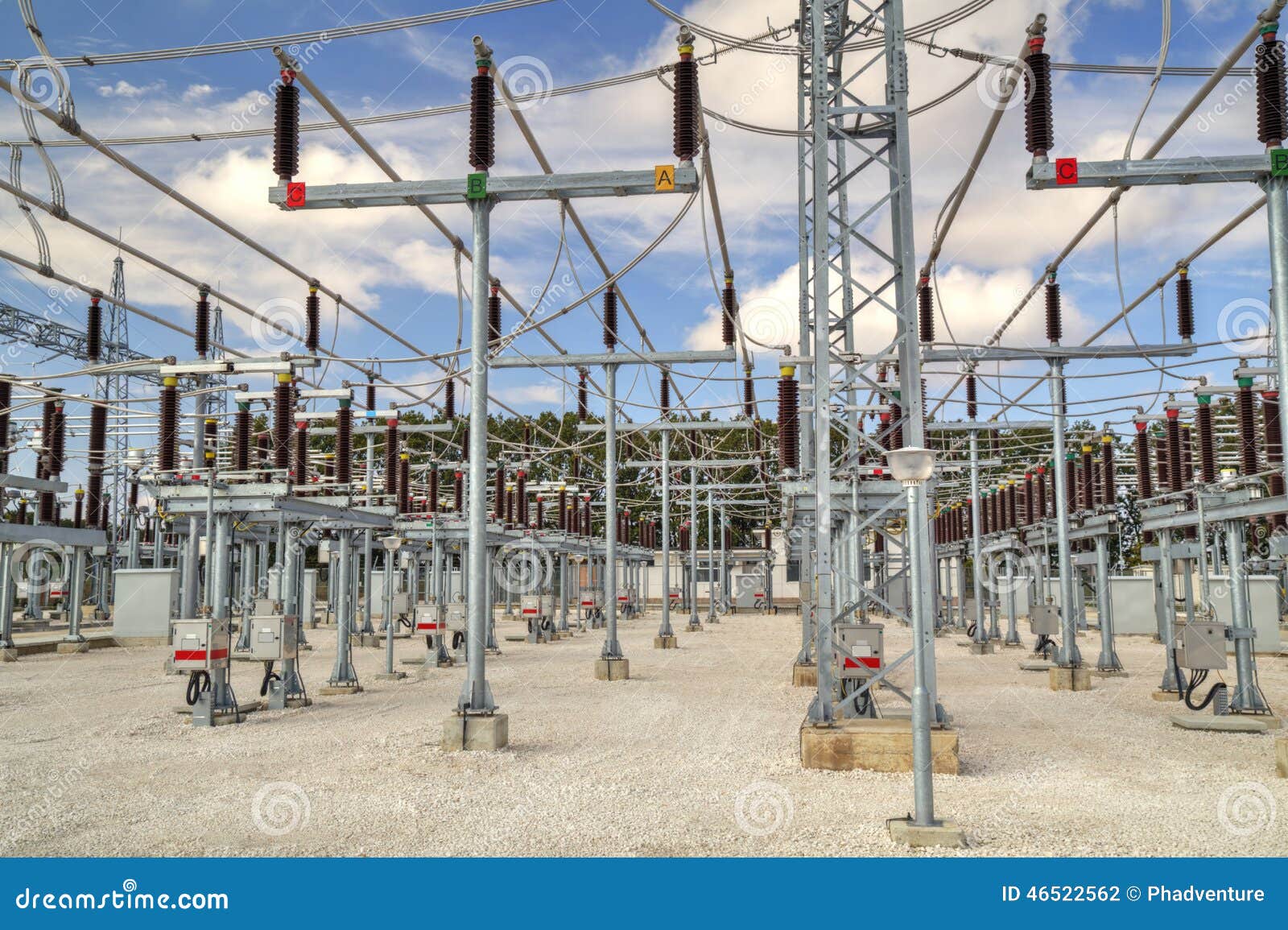 High voltage switchyard stock photo. Image of electric - 46522562