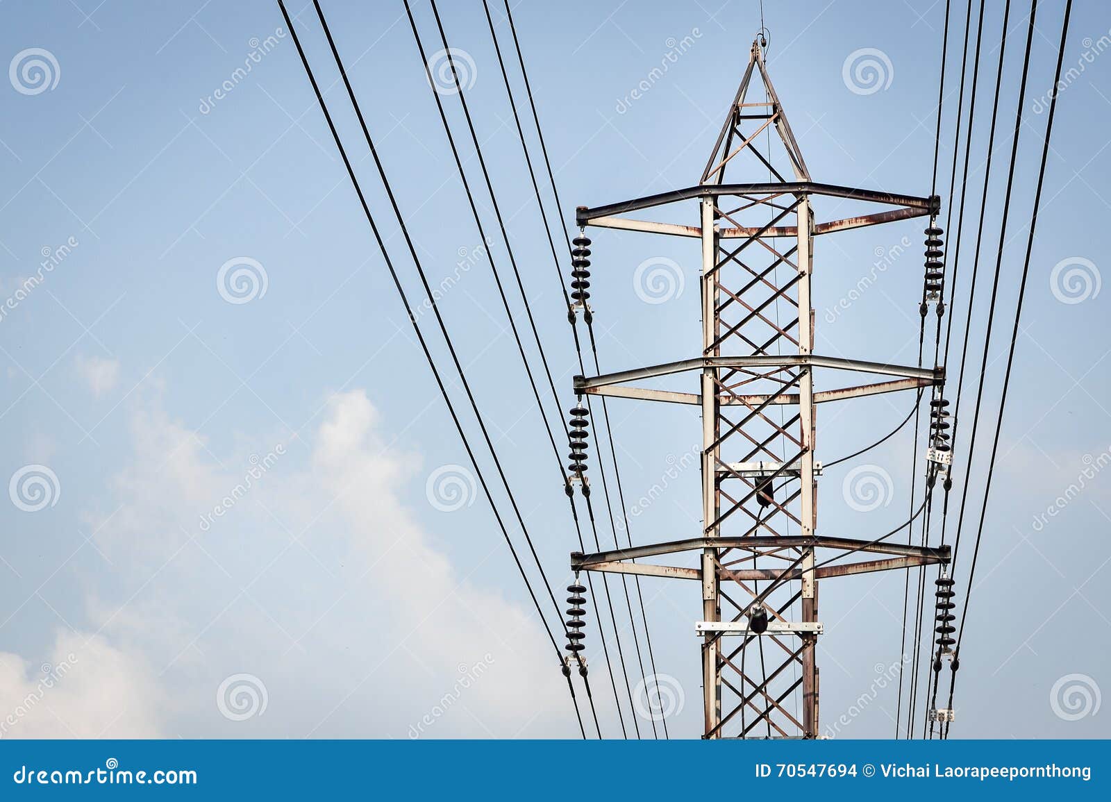 High Voltage Tower and Cable Line Stock Photo - Image of technology ...