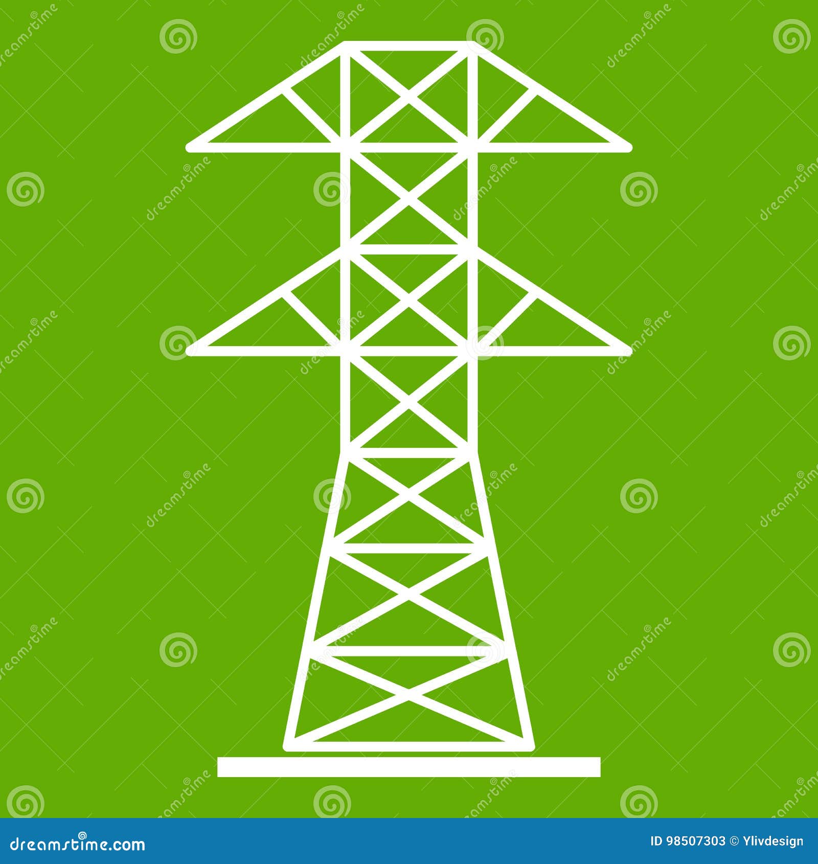 High Voltage Tower Icon Green Stock Vector - Illustration of electric ...