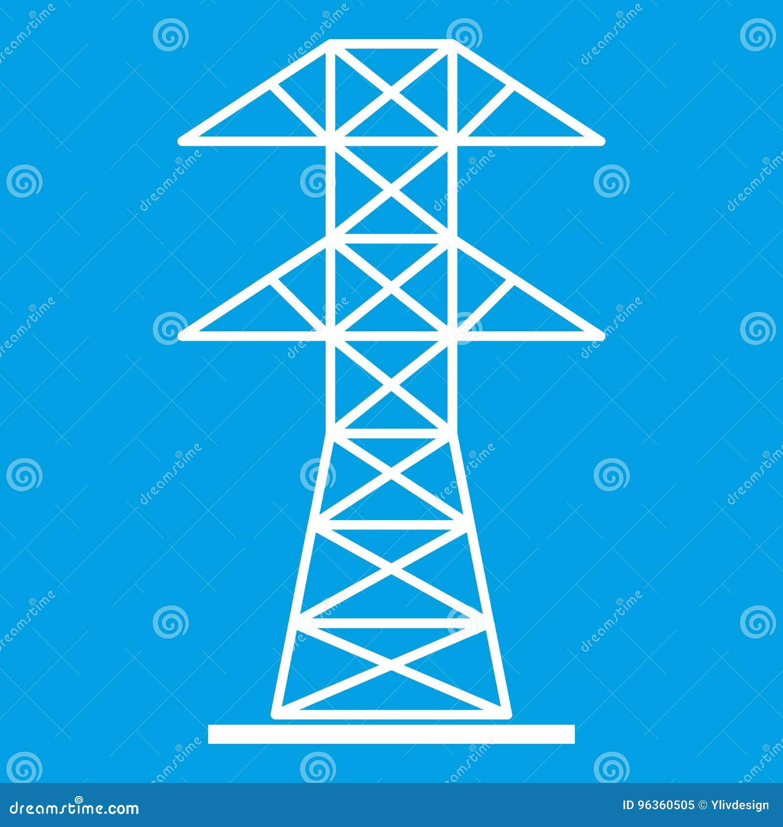 High Voltage Tower Icon White Stock Vector - Illustration of industrial ...