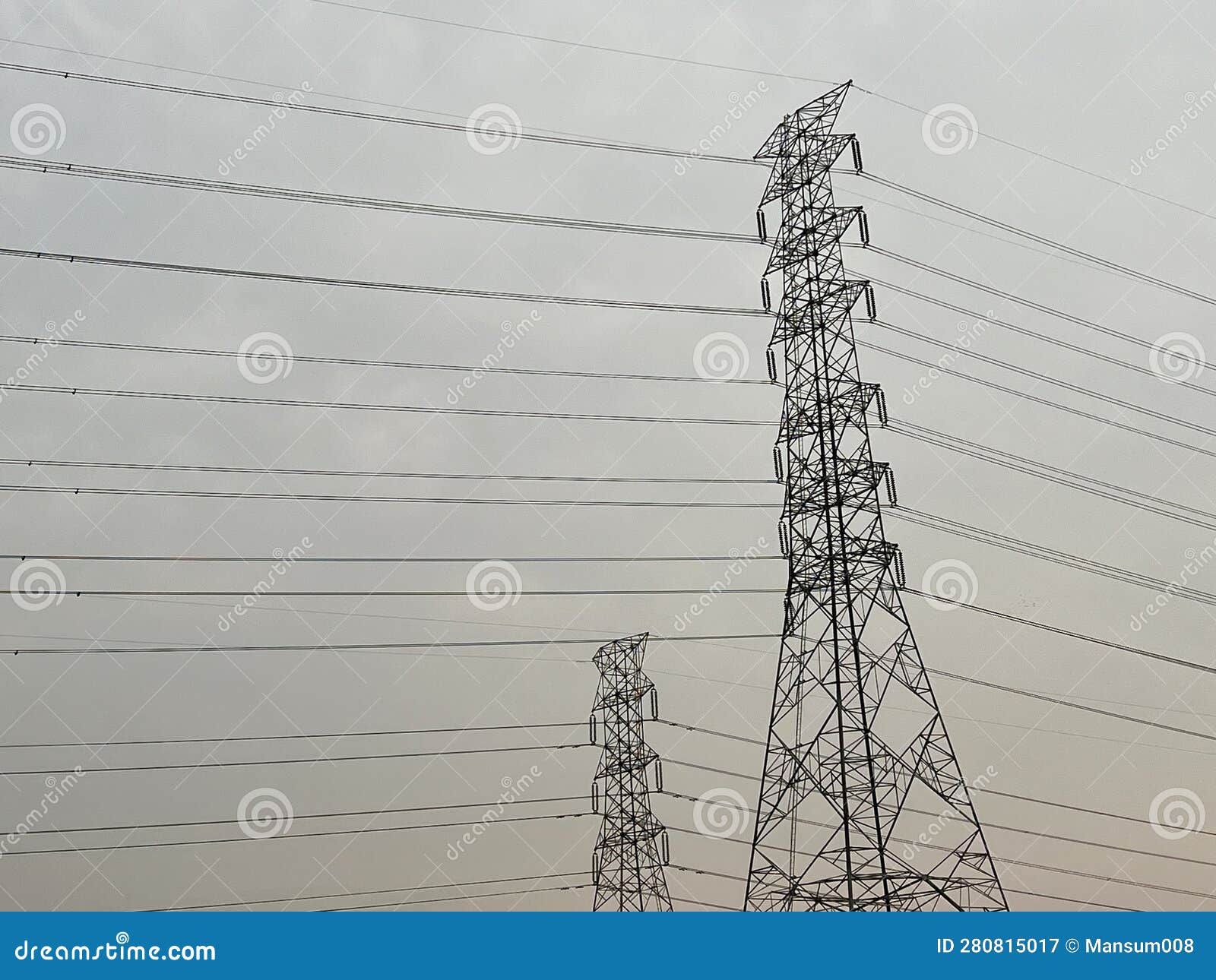 High voltage tower lines stock image. Image of energy - 280815017