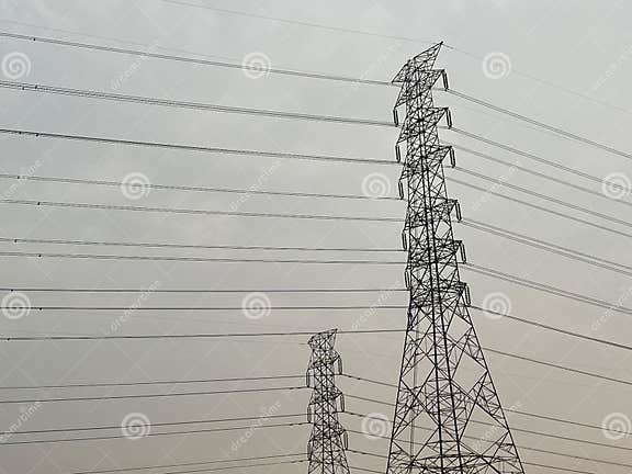 High voltage tower lines stock image. Image of energy - 280815017