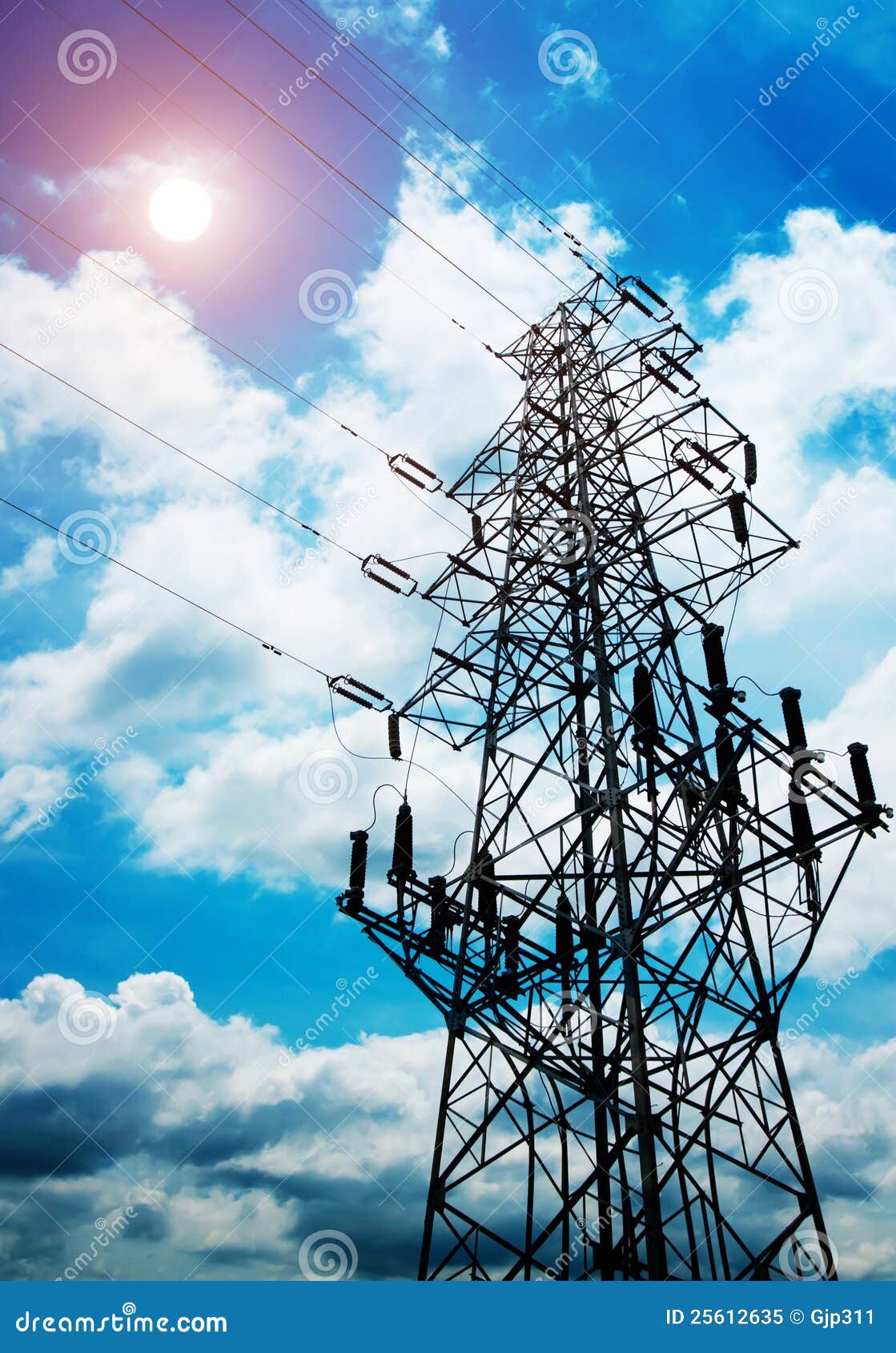 High-voltage Tower Sky Background Stock Image - Image of equipment ...