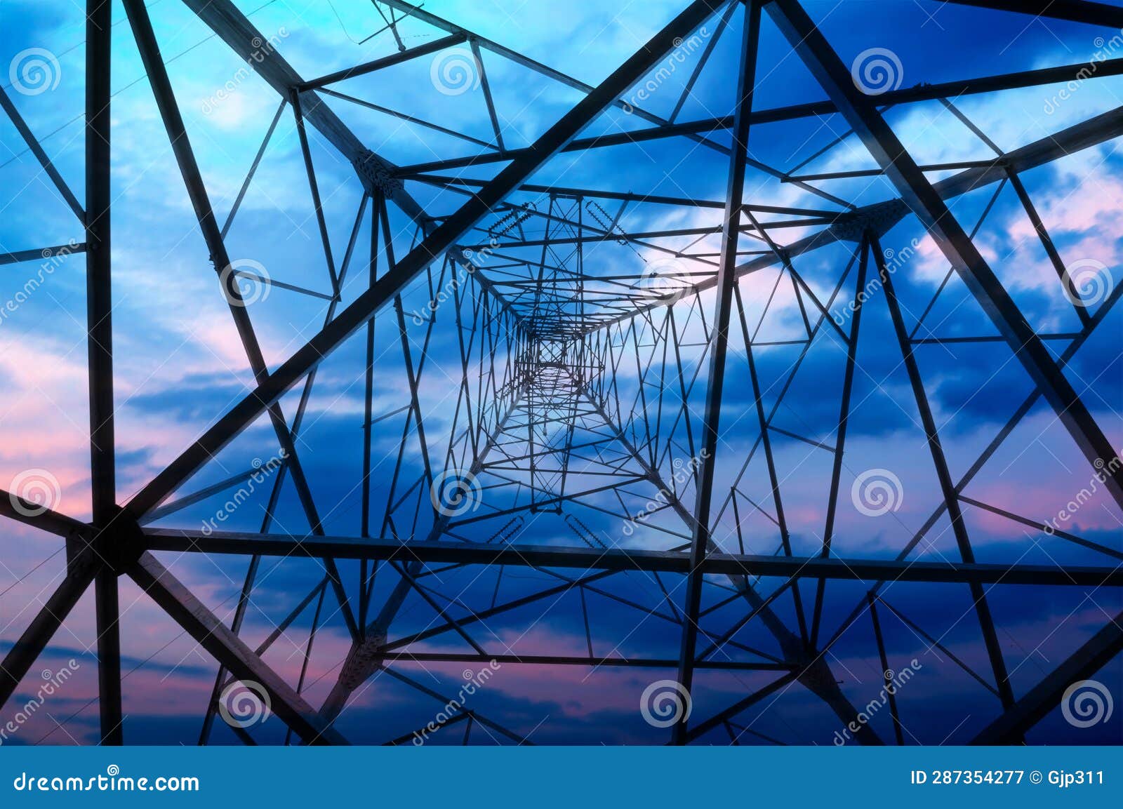 High-voltage Tower Sky Background Stock Image - Image of built, metal ...