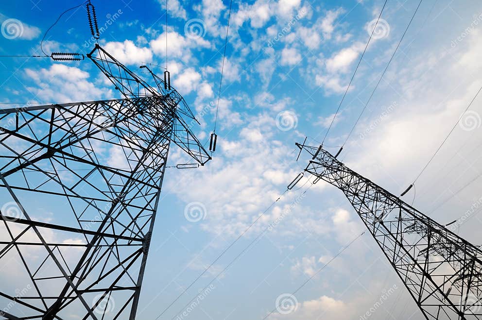 High-voltage Tower Sky Background Stock Image - Image of equipment ...