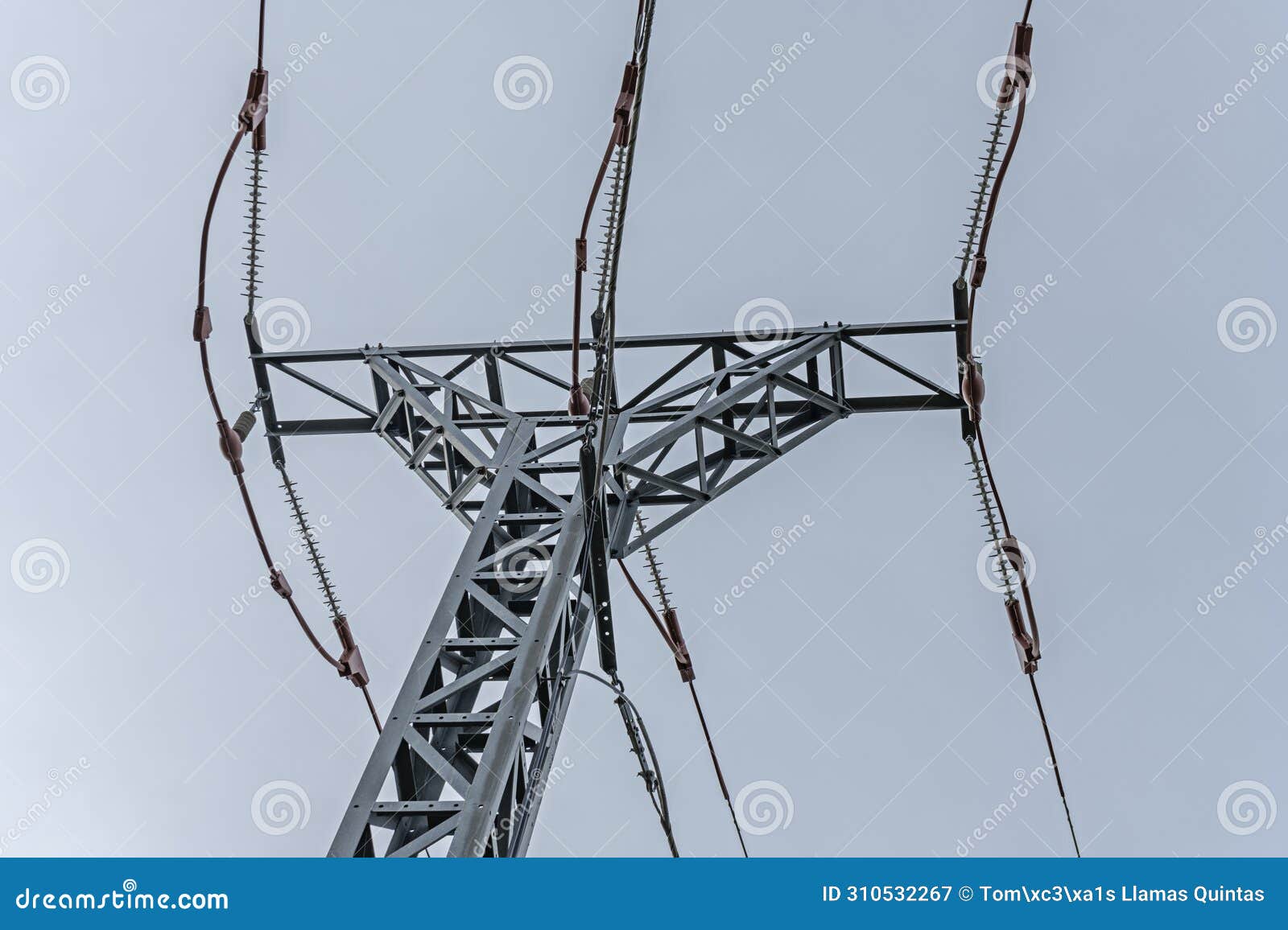 A High Voltage Tower Transporting Electricity through Its Cables Stock ...