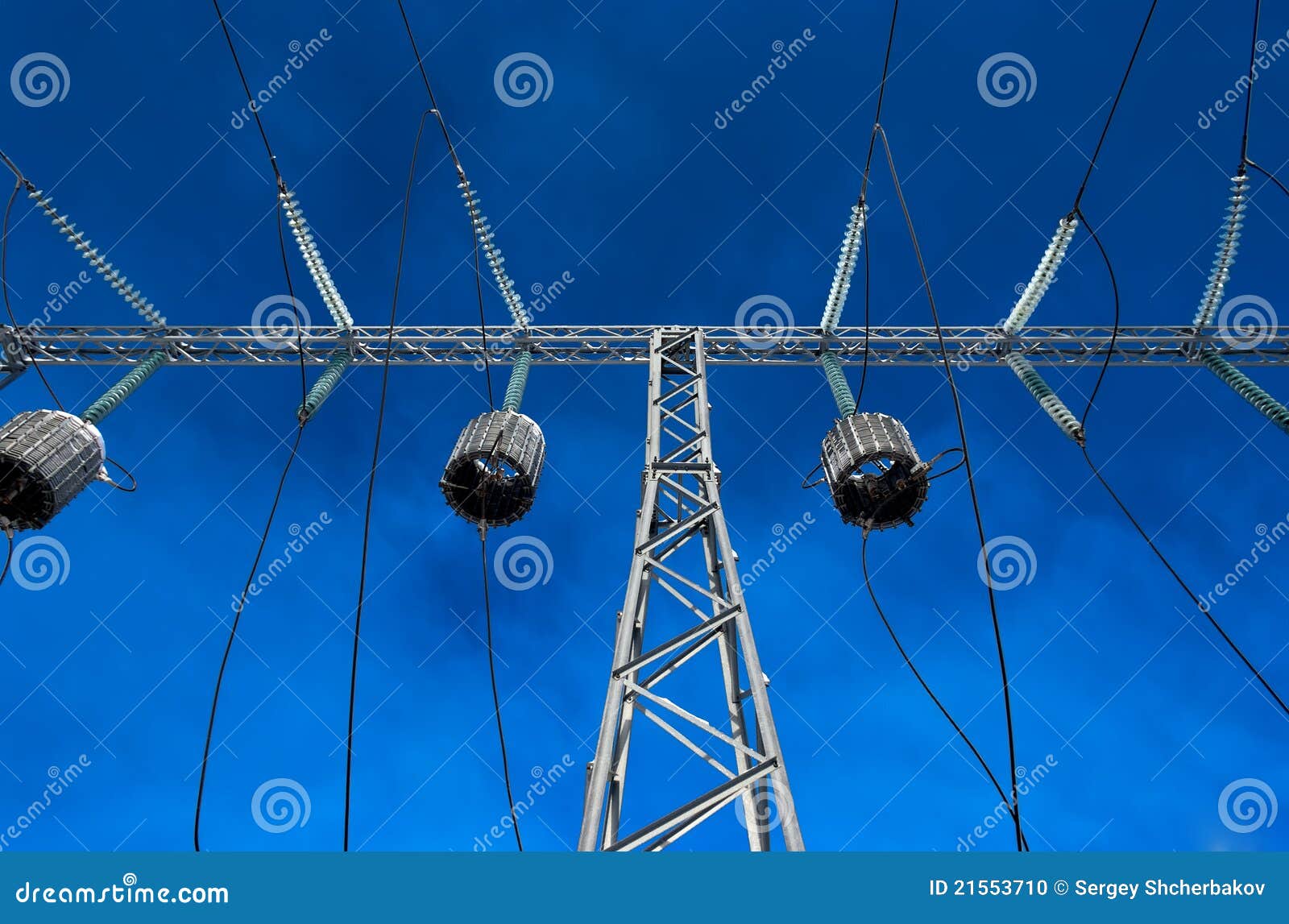 High-voltage tower wire stock photo. Image of clouds - 21553710