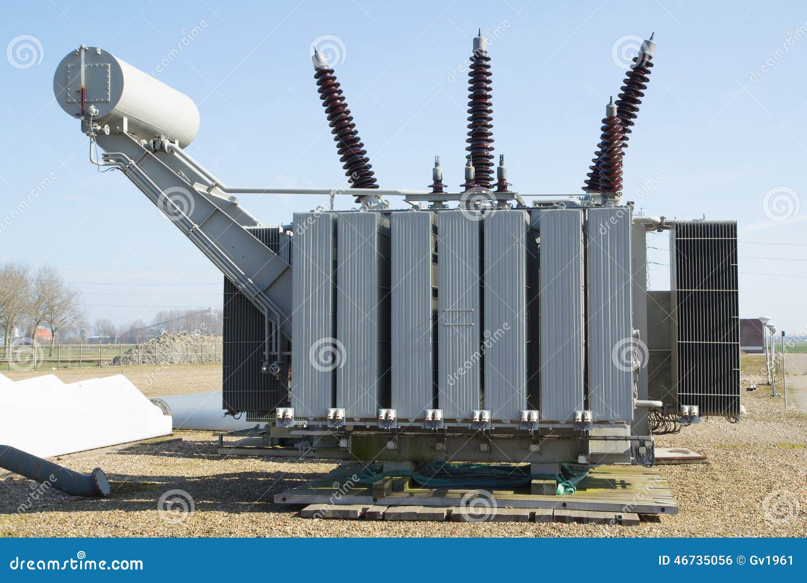 High voltage transformer stock photo. Image of cables - 46735056