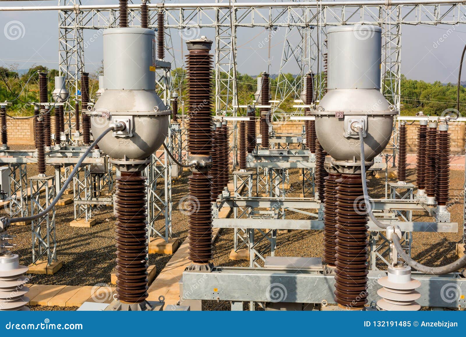 High Voltage Transformer Modern Substation Electrical Switchyard. Stock ...