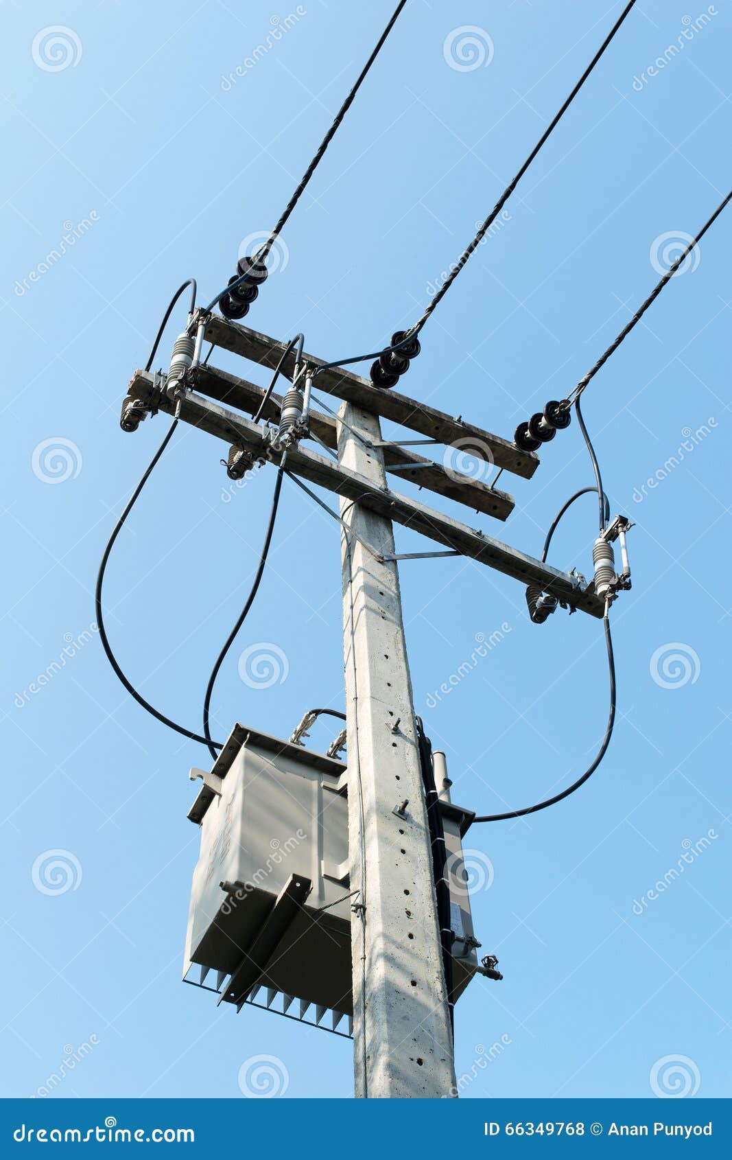 High Voltage Transformers on the Pole. Stock Photo - Image of supply ...