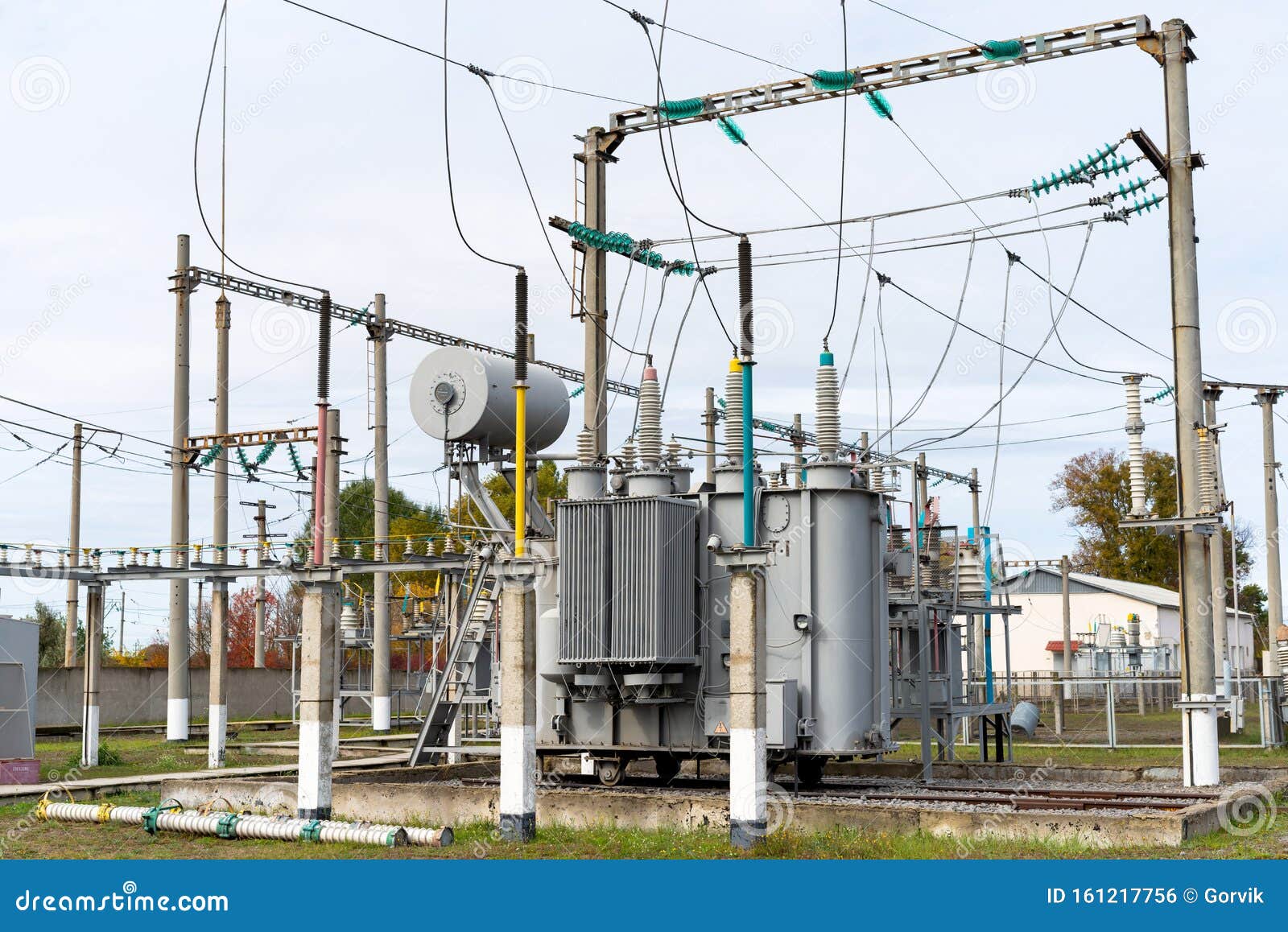High-voltage Transformers at Power Substations with Various Equipment ...